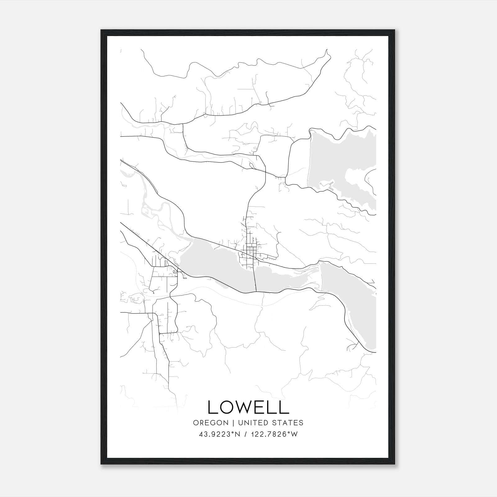 Lowell Oregon Map Poster, Modern Home Decor Wall Art Print - Custom ...