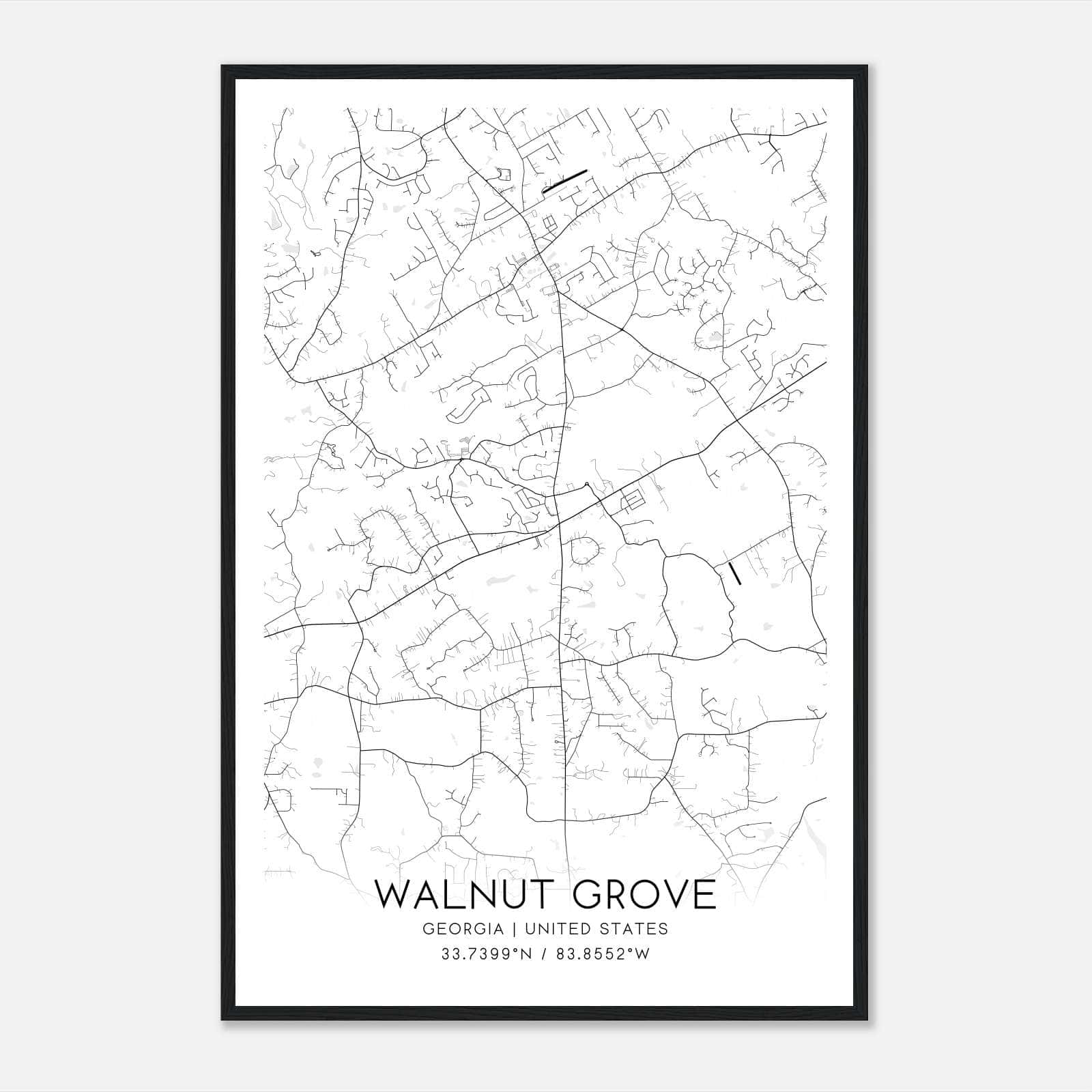 Walnut Grove Georgia Map Poster, Modern Home Decor Wall Art Print ...