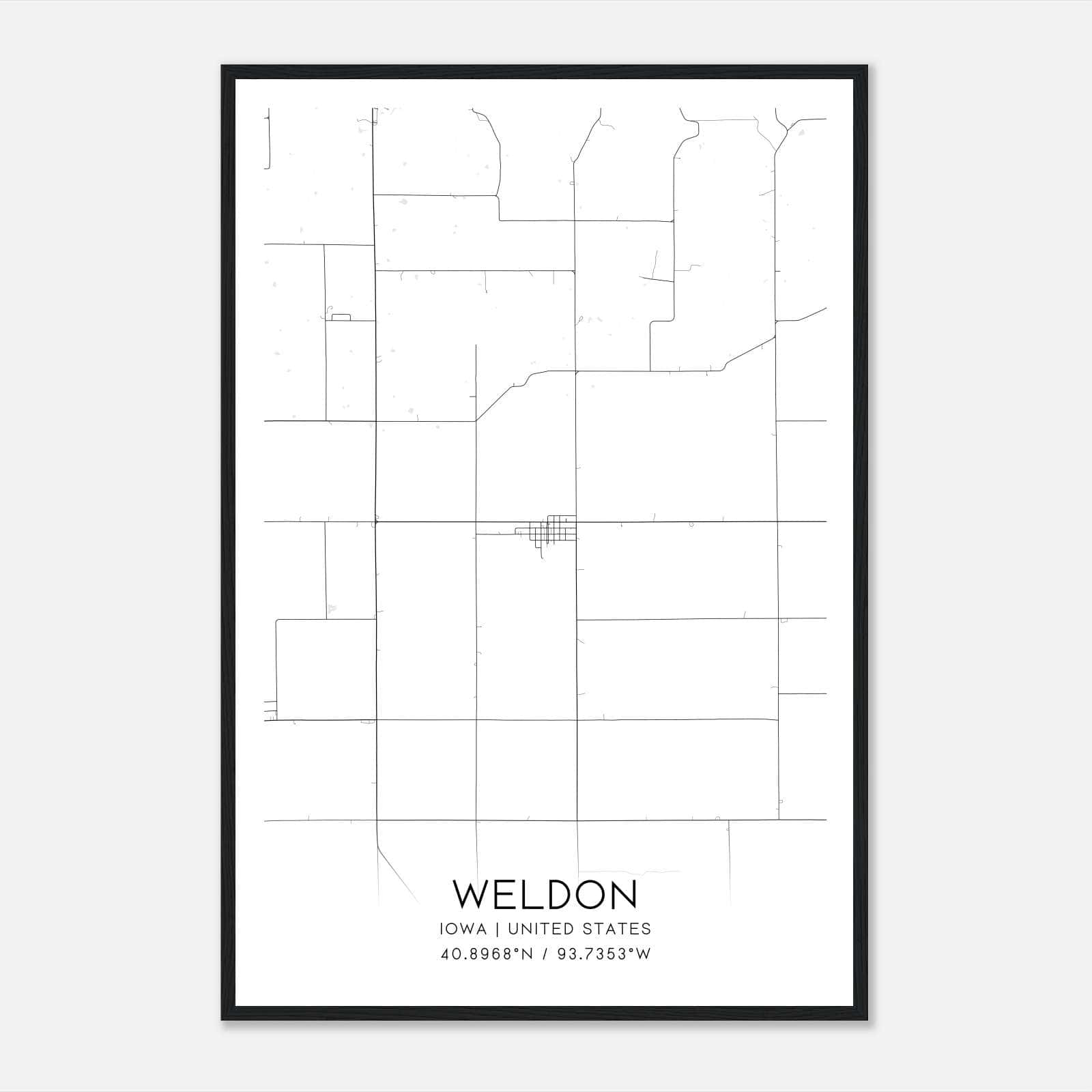 Weldon Iowa Map Poster, Modern Home Decor Wall Art Print - Custom Maps ...