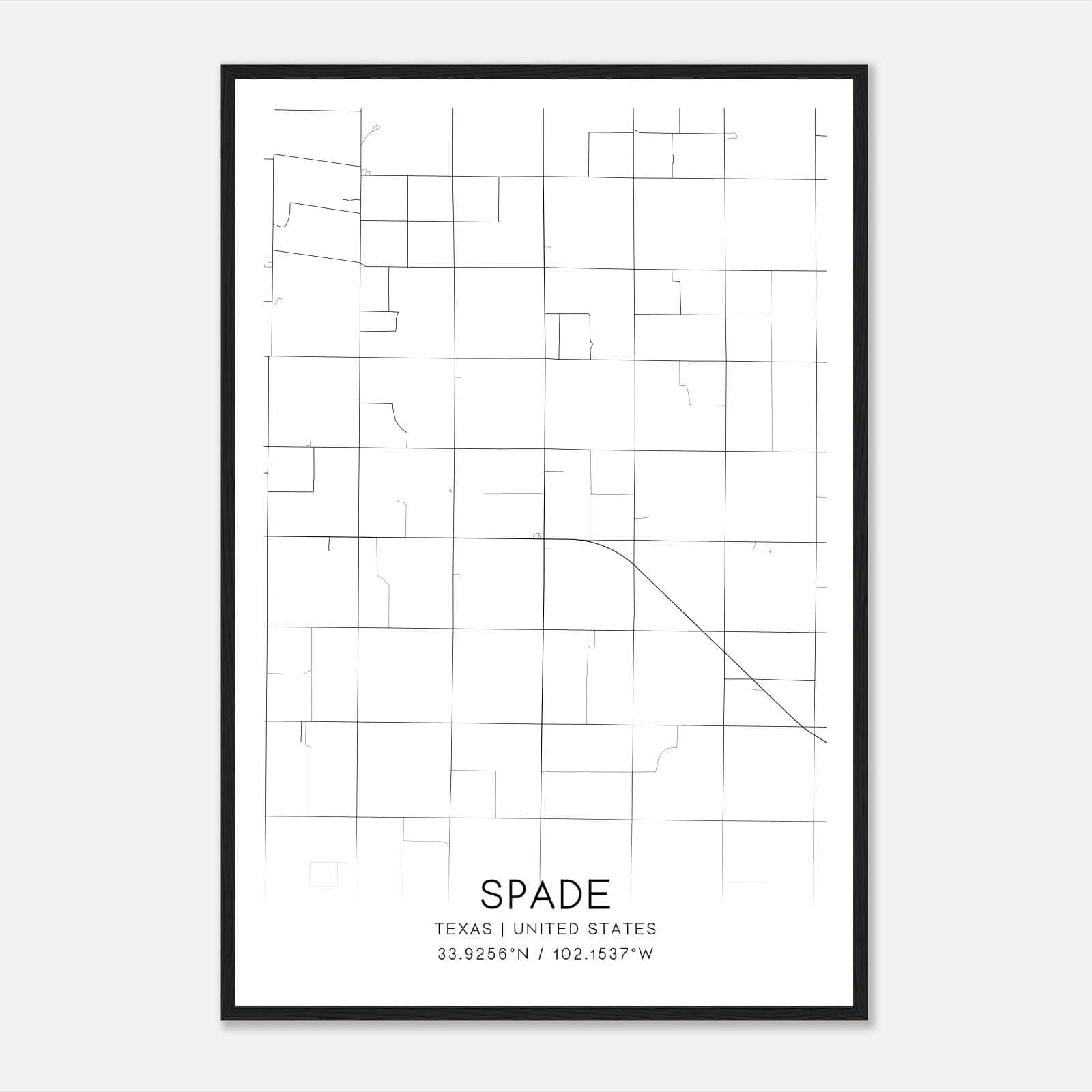 Spade Texas Map Poster, Modern Home Decor Wall Art Print - Custom Maps ...