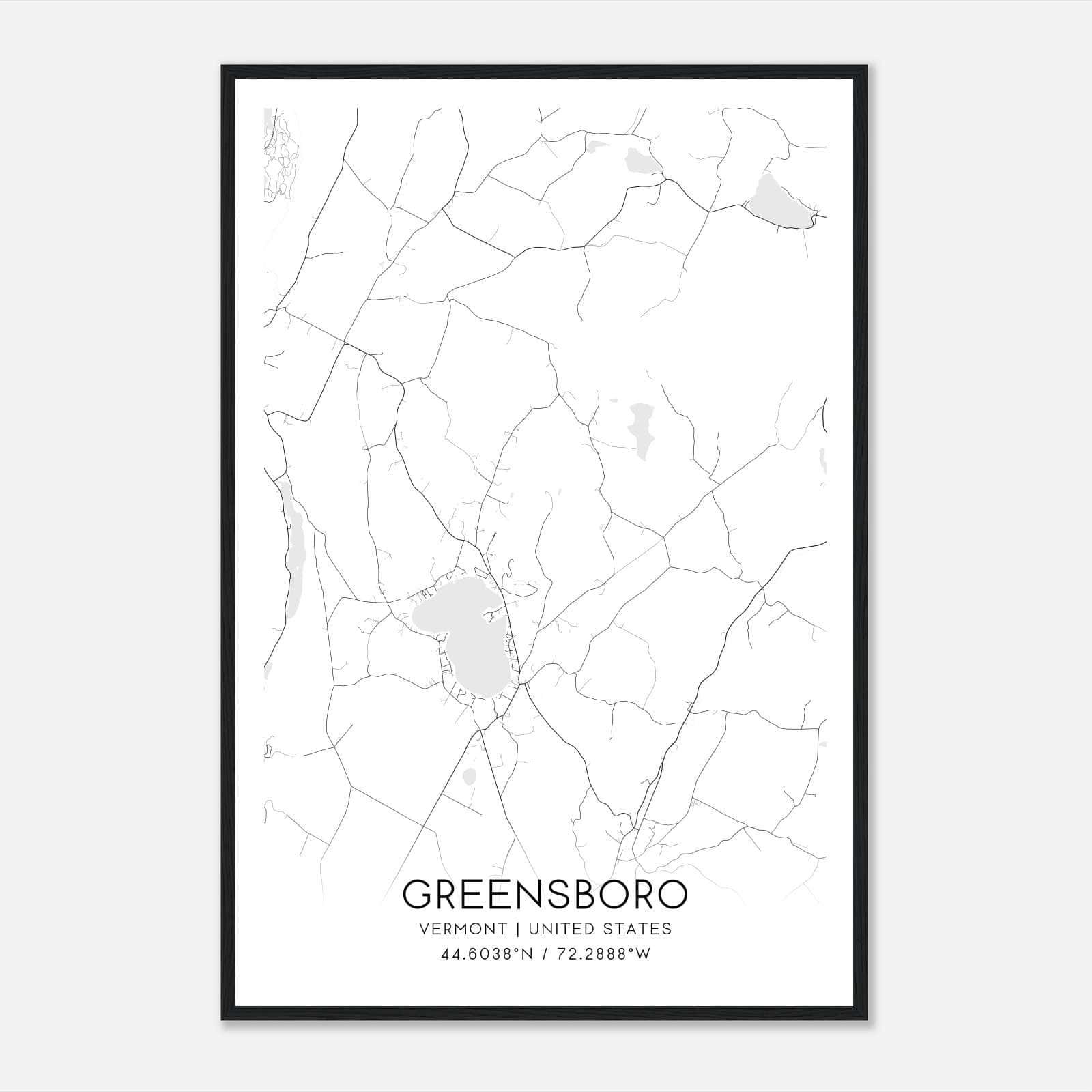 Greensboro Vermont Map Poster, Modern Home Decor Wall Art Print ...