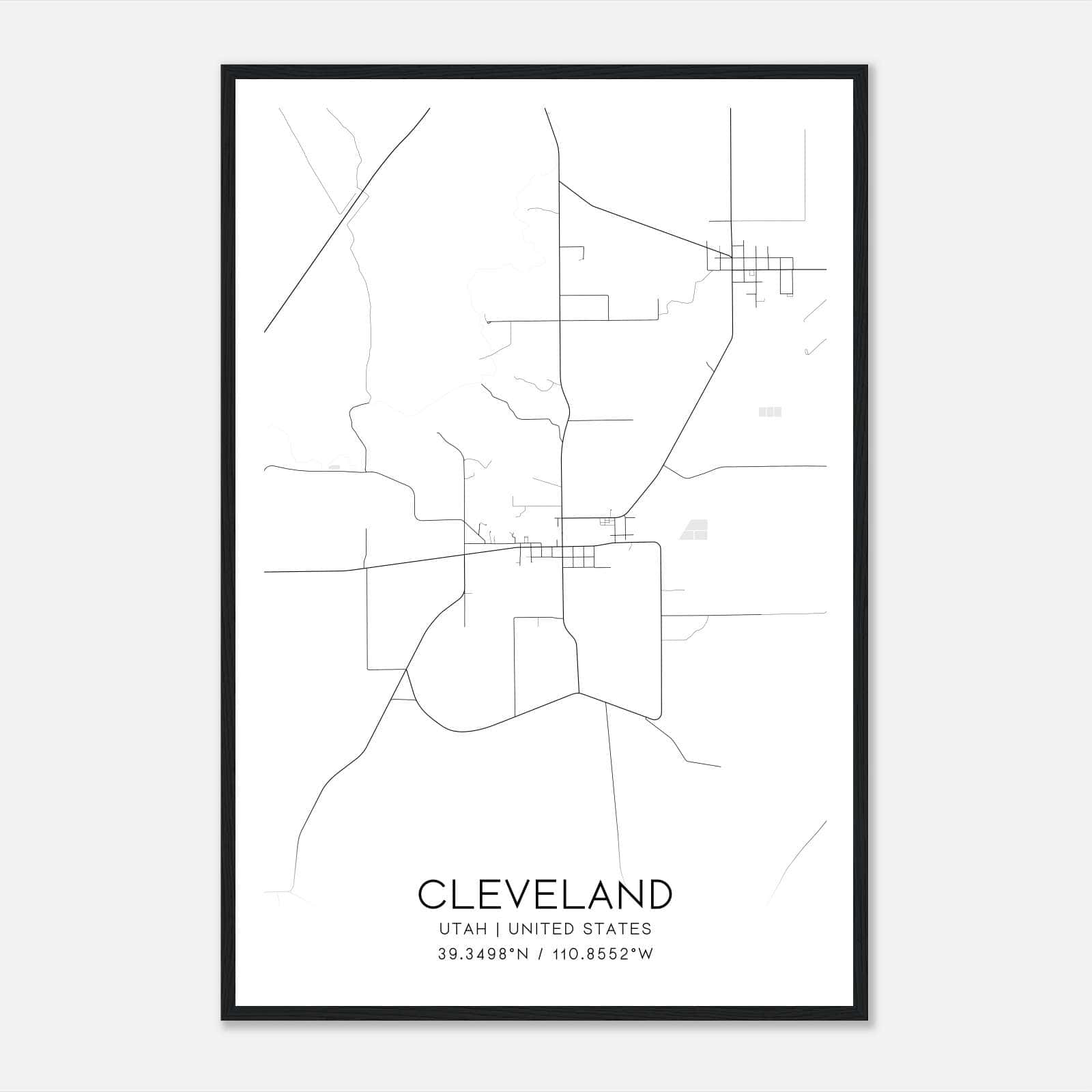 Cleveland Utah Map Poster, Modern Home Decor Wall Art Print - Custom ...