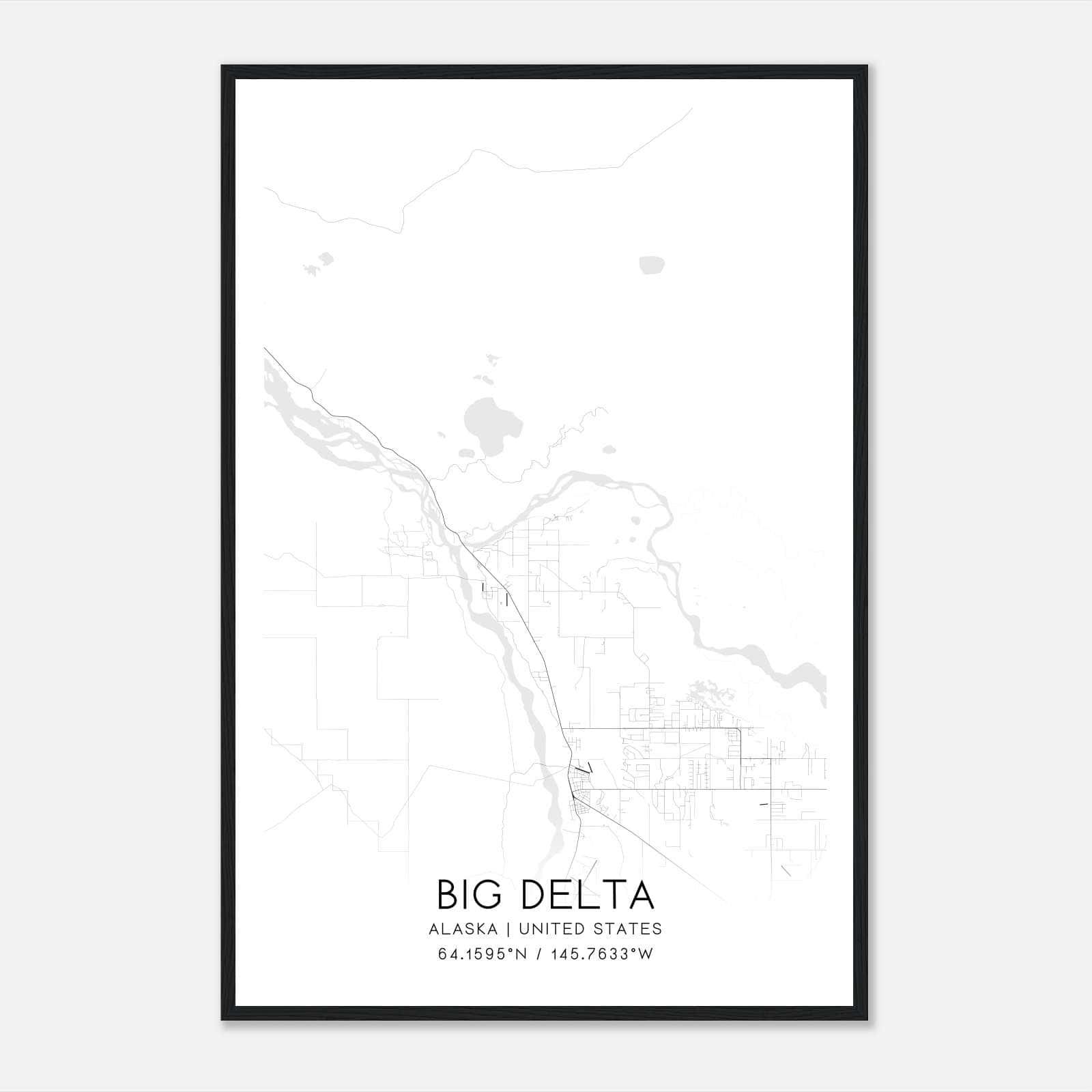 Big Delta Alaska Map Poster, Modern Home Decor Wall Art Print - Custom ...