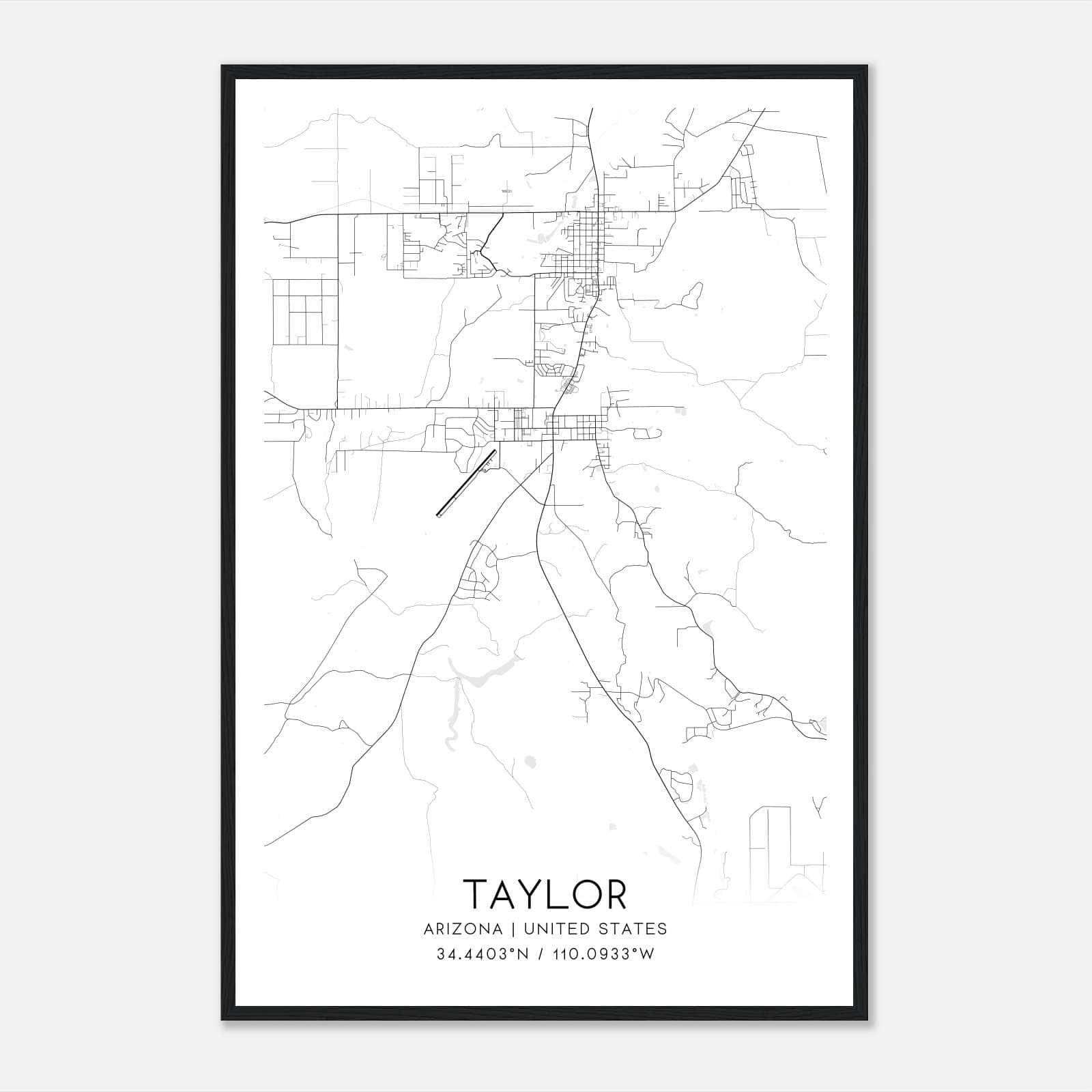 Taylor Arizona Map Poster, Modern Home Decor Wall Art Print - Custom ...