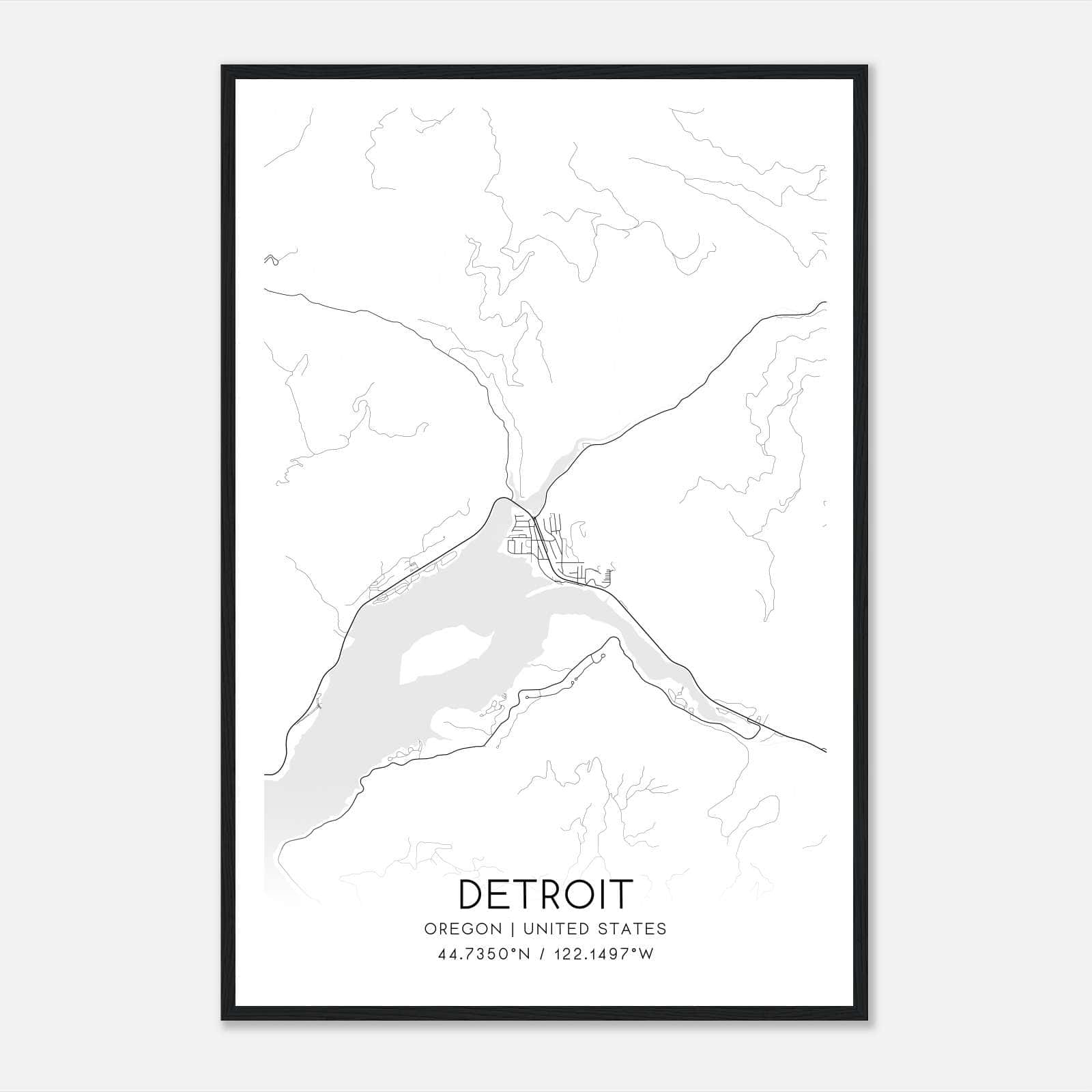 Detroit Oregon Map Poster, Modern Home Decor Wall Art Print - Custom ...