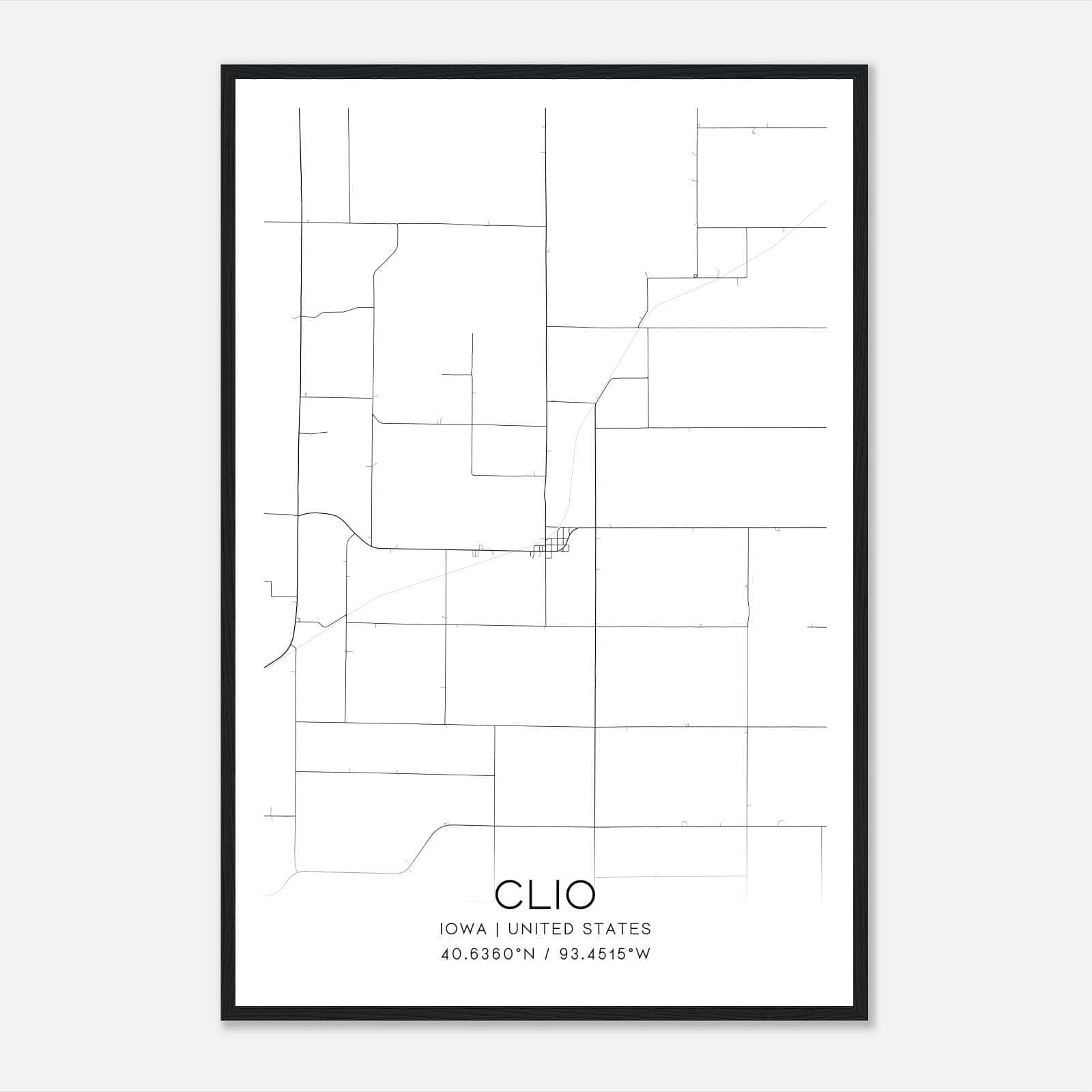 Clio Iowa Map Poster, Modern Home Decor Wall Art Print - Custom Maps ...
