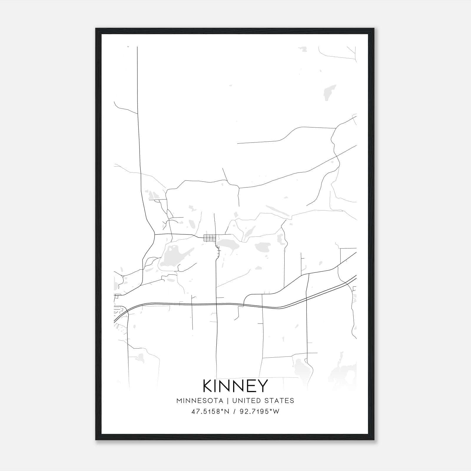 Kinney Minnesota Map Poster, Modern Home Decor Wall Art Print - Custom ...