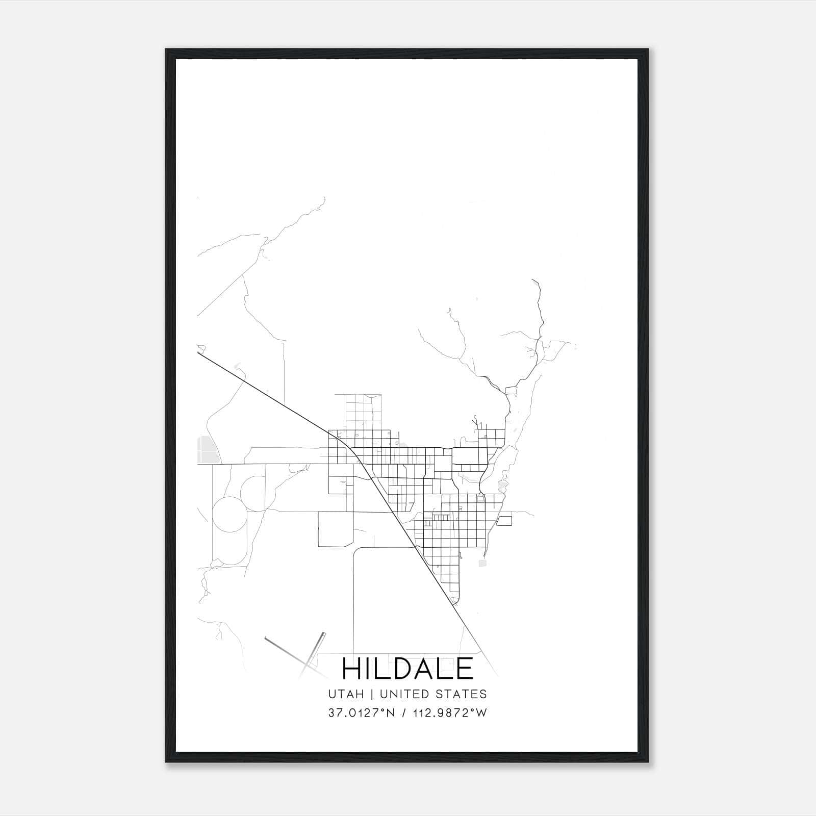 Hildale Utah Map Poster, Modern Home Decor Wall Art Print - Custom Maps & Posters