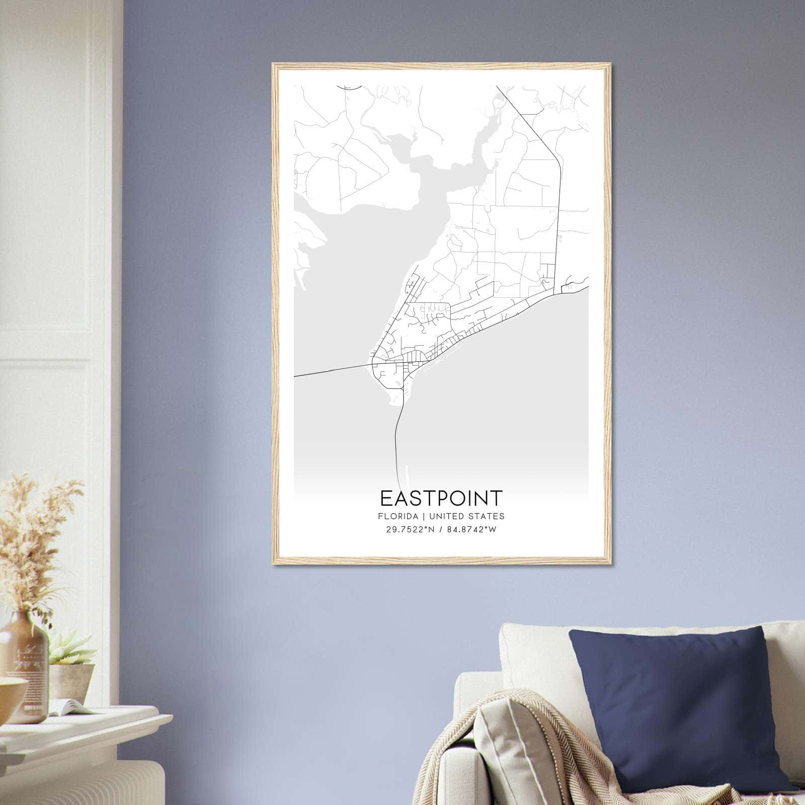 Eastpoint Florida Map Poster, Modern Home Decor Wall Art Print - Custom ...