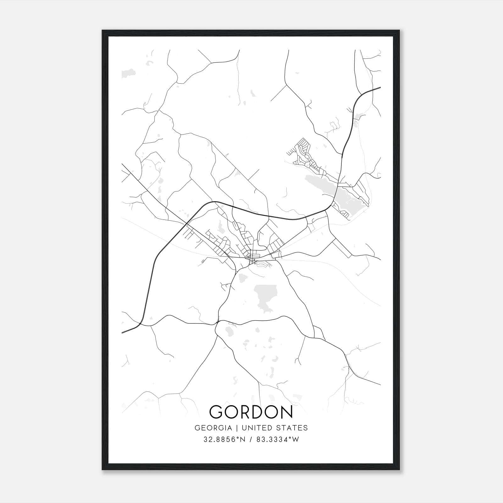 Gordon Georgia Map Poster, Modern Home Decor Wall Art Print - Custom ...