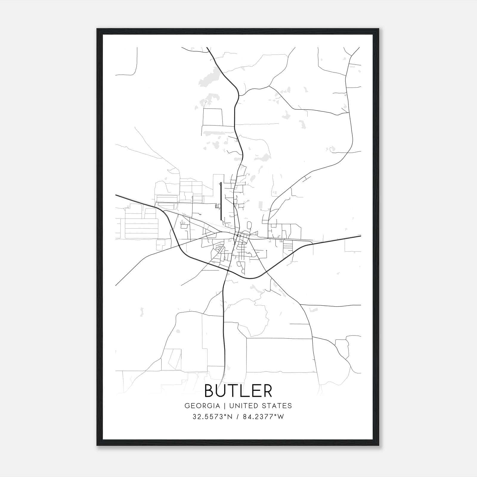 Butler Georgia Map Poster, Modern Home Decor Wall Art Print - Custom ...