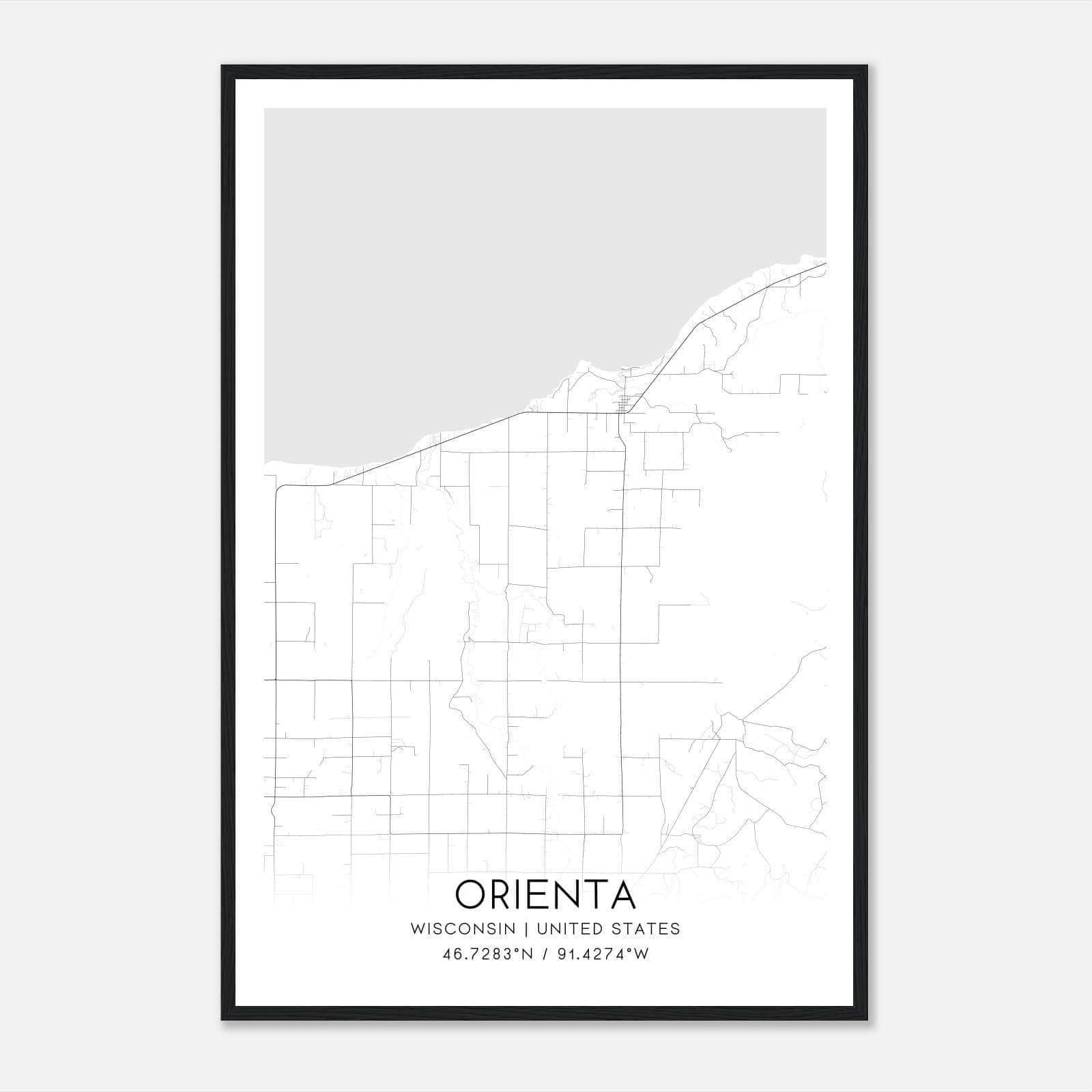 Orienta Wisconsin Map Poster, Modern Home Decor Wall Art Print - Custom ...