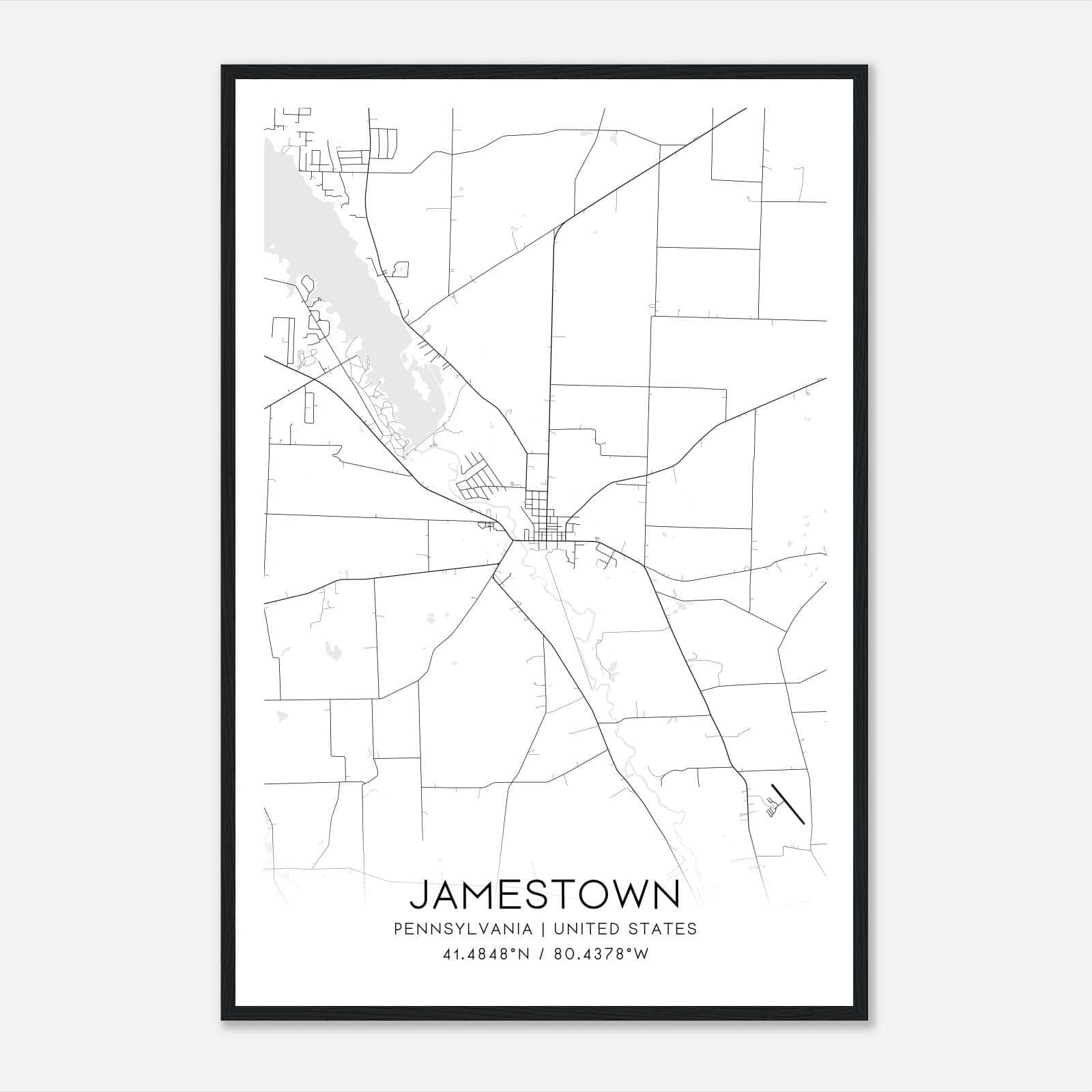 Jamestown Pennsylvania Map Poster, Modern Home Decor Wall Art Print - Custom Maps & Posters