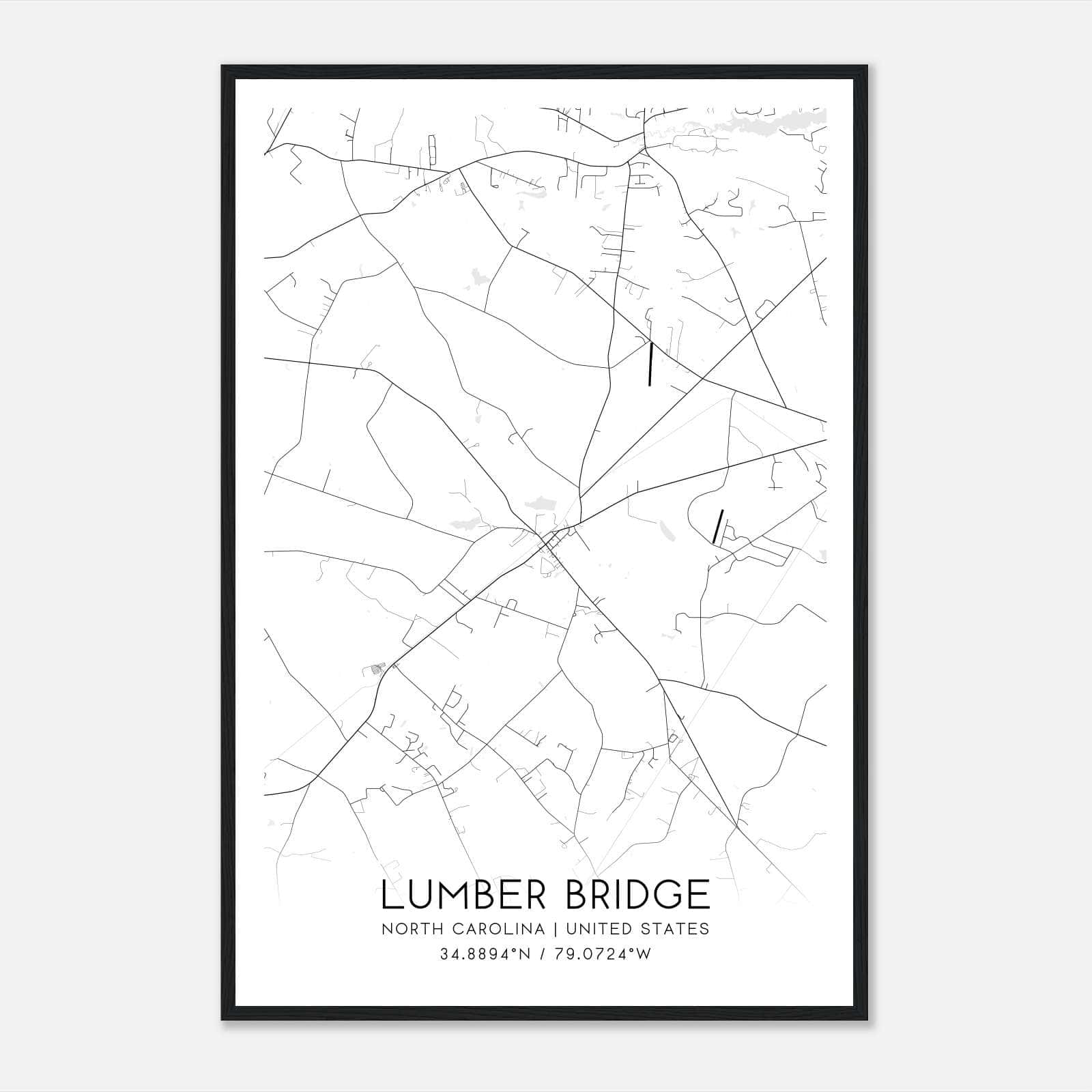 Lumber Bridge North Carolina Map Poster, Modern Home Decor Wall Art ...