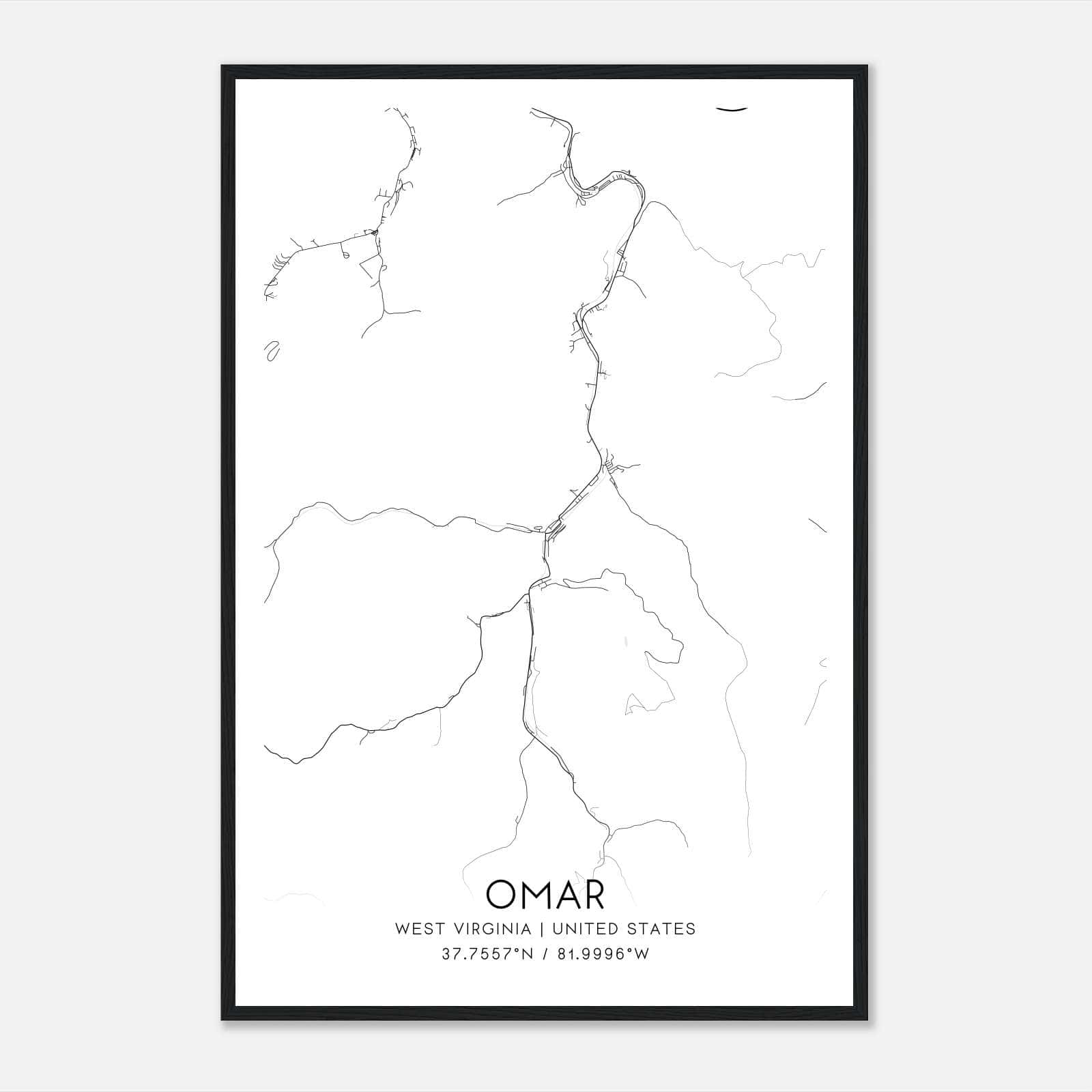 Omar West Virginia Map Poster, Modern Home Decor Wall Art Print ...