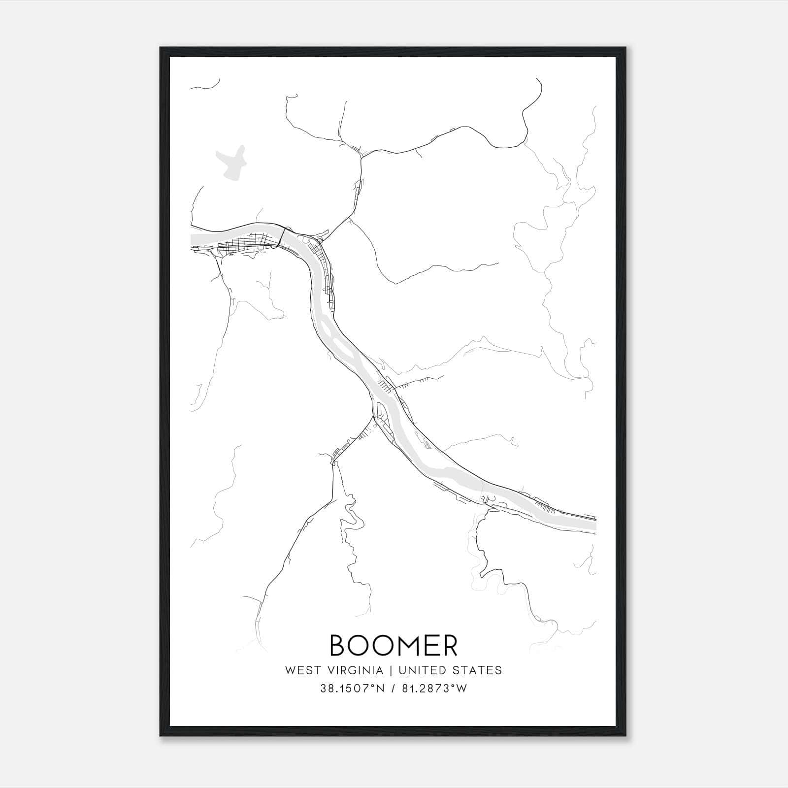 Boomer West Virginia Map Poster, Modern Home Decor Wall Art Print ...