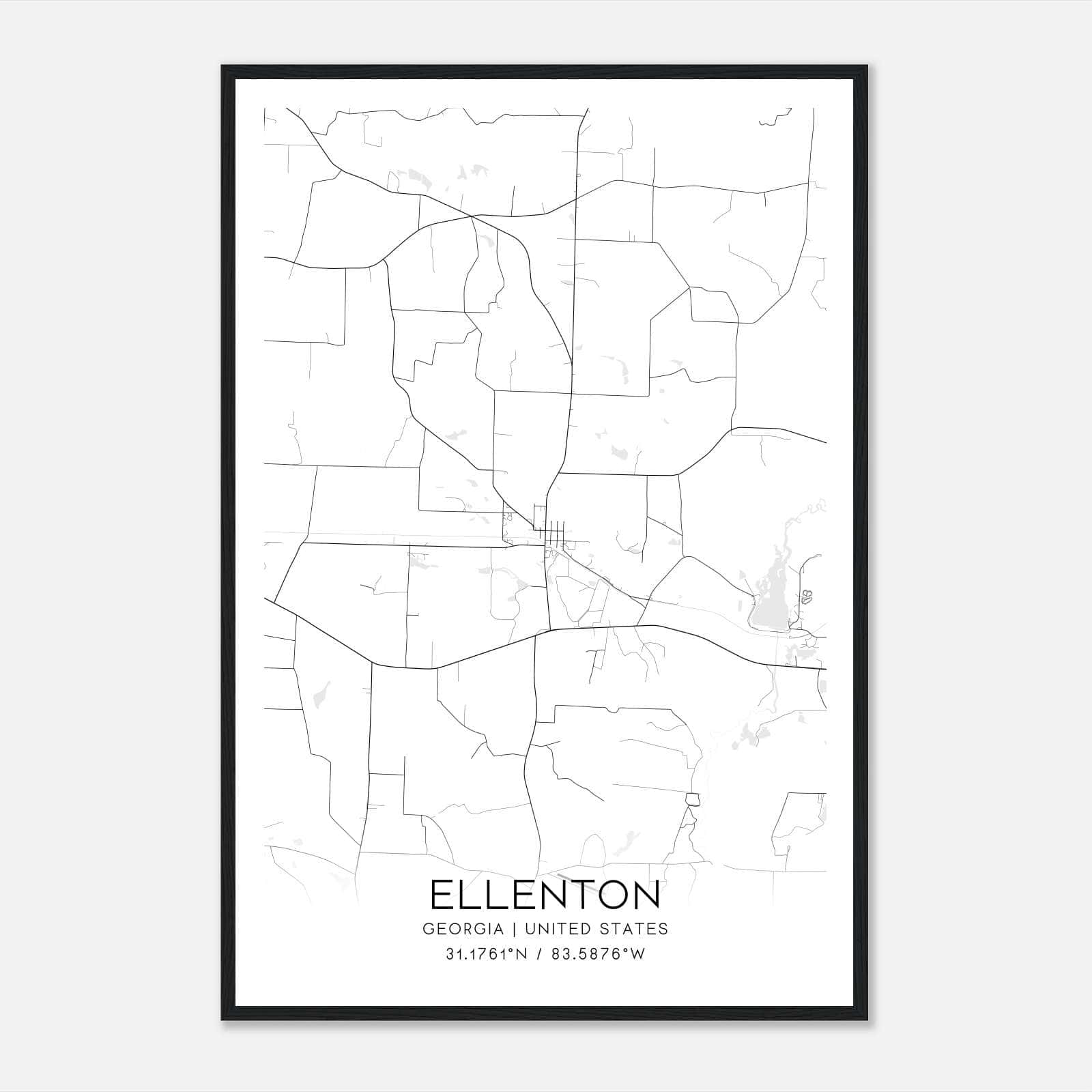 Ellenton Georgia Map Poster, Modern Home Decor Wall Art Print - Custom ...