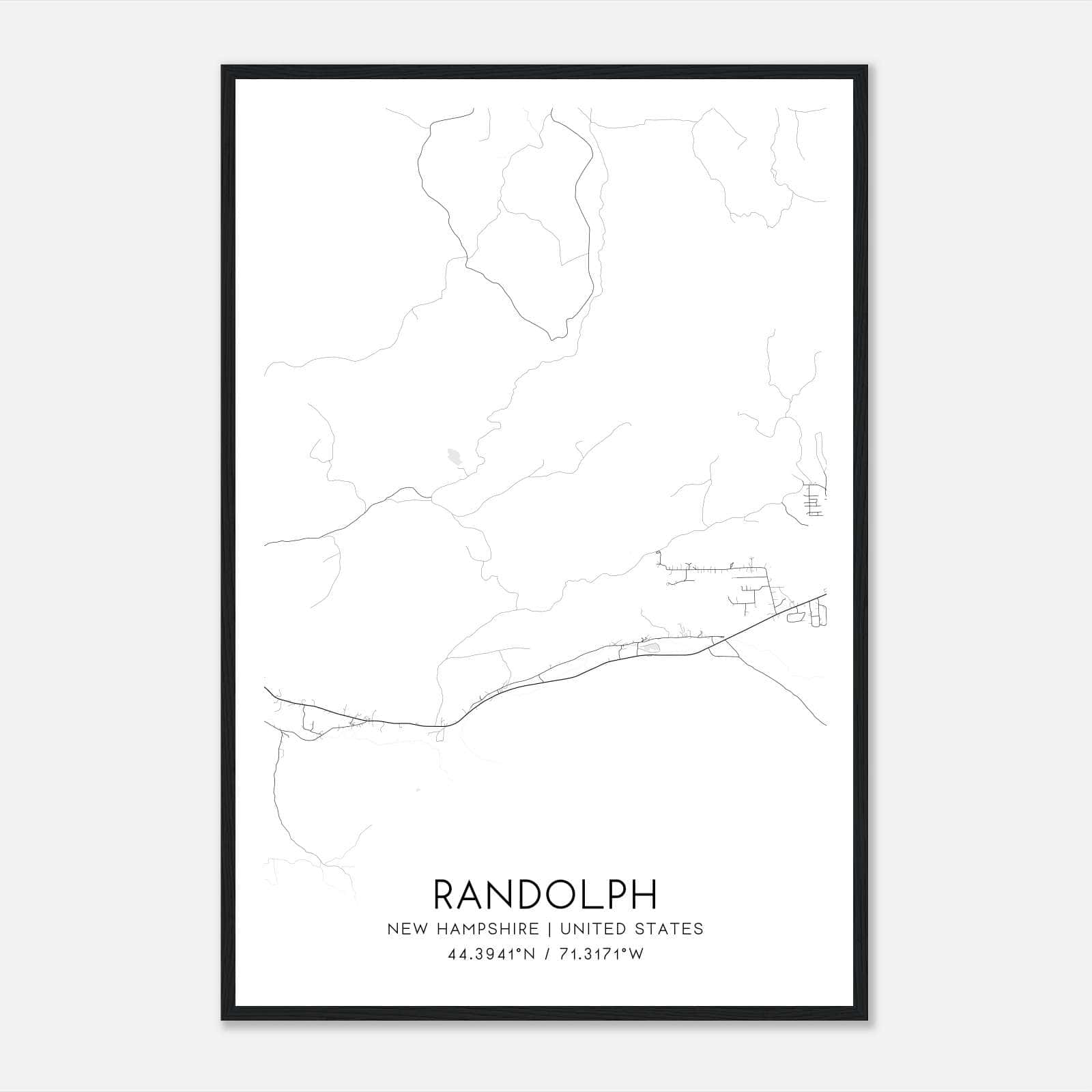 Randolph New Hampshire Map Poster, Modern Home Decor Wall Art Print - Custom Maps & Posters