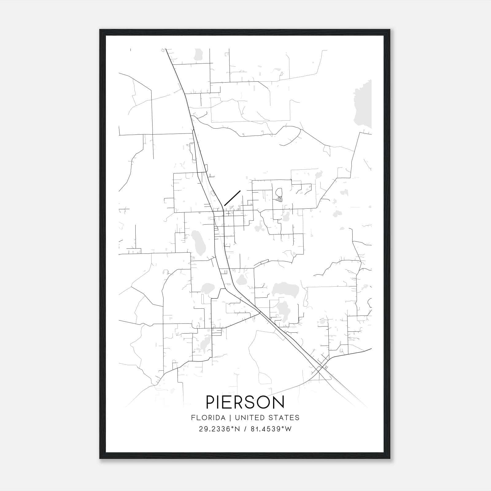 Pierson Florida Map Poster, Modern Home Decor Wall Art Print - Custom ...