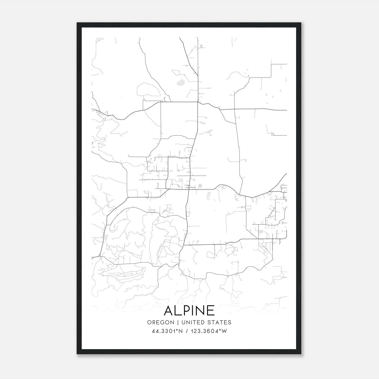 Alpine Oregon Map Poster, Modern Home Decor Wall Art Print - Custom ...