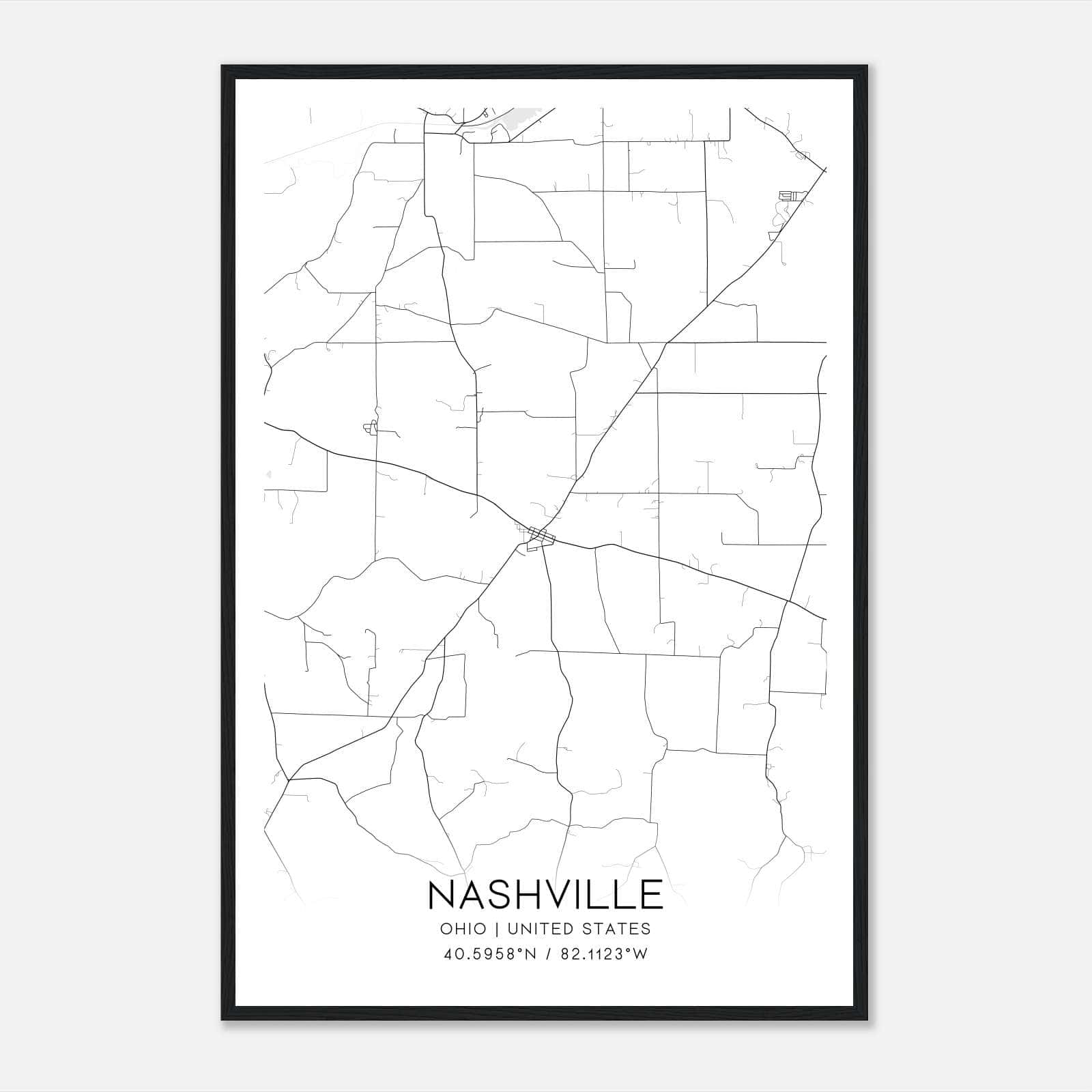 Nashville Ohio Map Poster, Modern Home Decor Wall Art Print - Custom ...