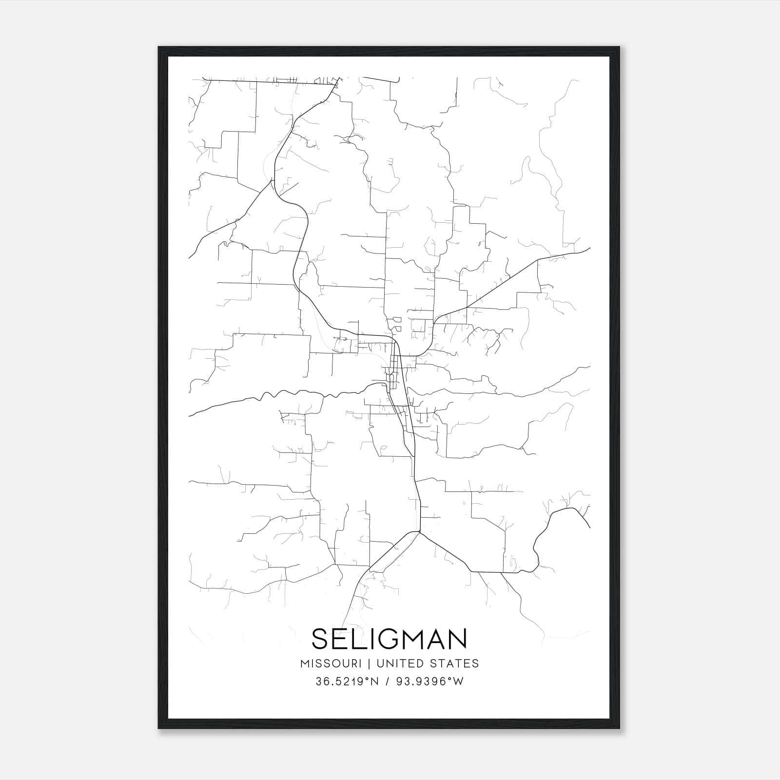 Seligman Missouri Map Poster, Modern Home Decor Wall Art Print - Custom ...