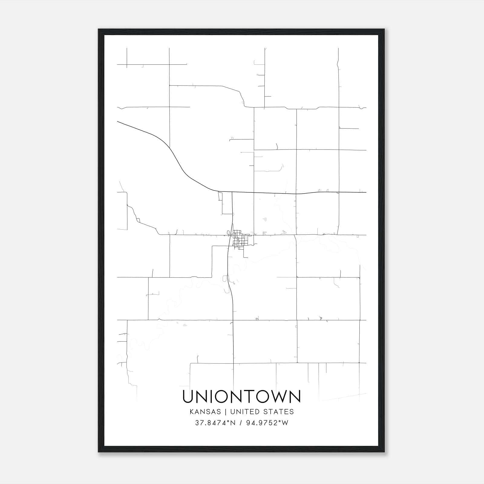 Uniontown Kansas Map Poster, Modern Home Decor Wall Art Print - Custom ...