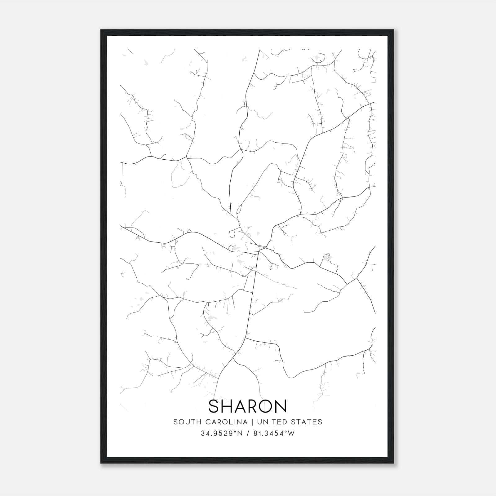 Sharon South Carolina Map Poster, Modern Home Decor Wall Art Print ...