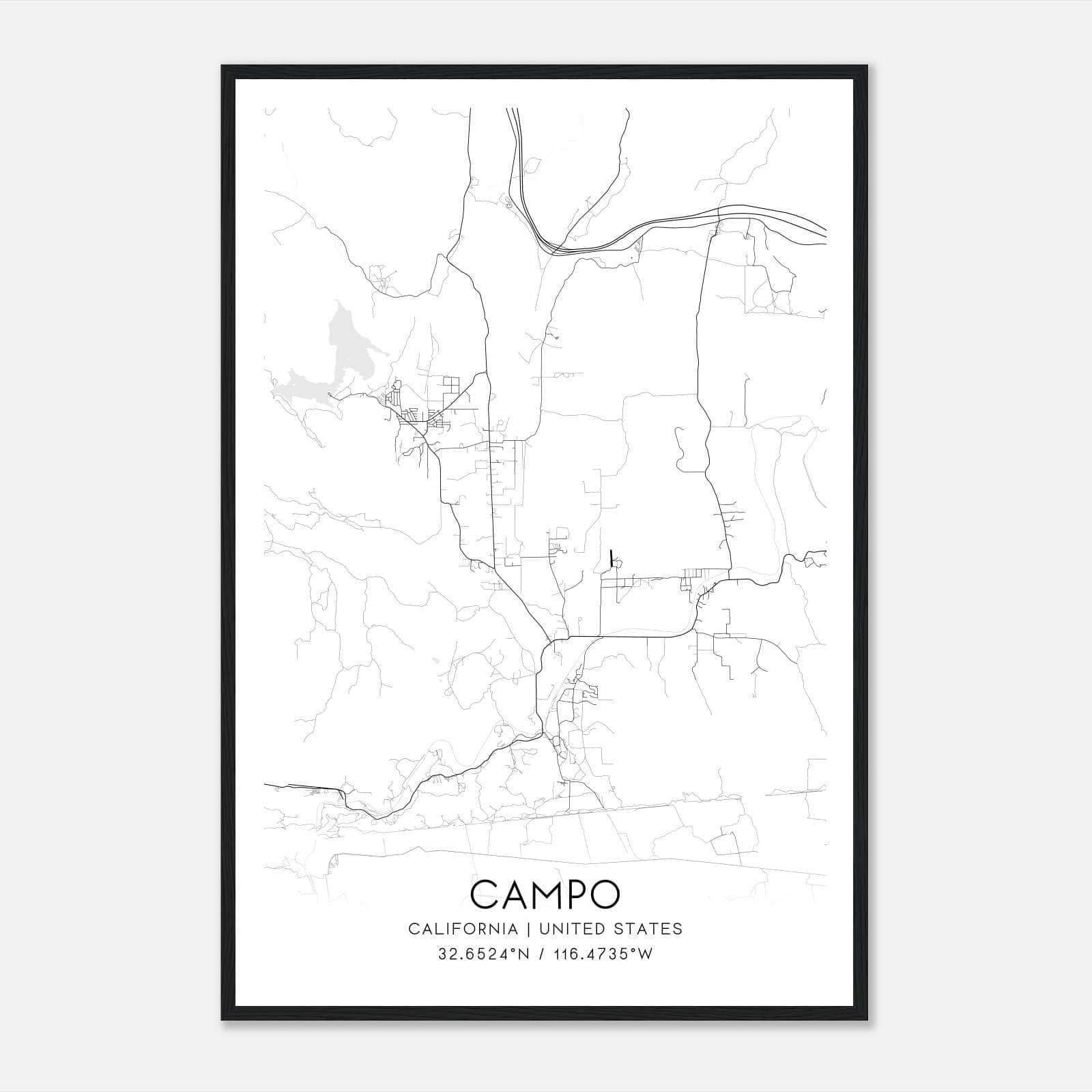 Campo California Map Poster, Modern Home Decor Wall Art Print - Custom ...