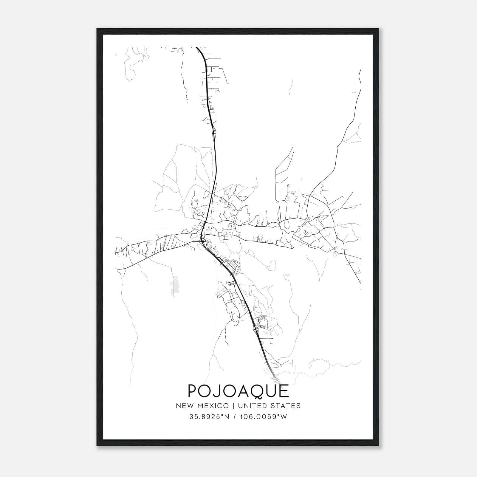 Pojoaque New Mexico Map Poster, Modern Home Decor Wall Art Print ...