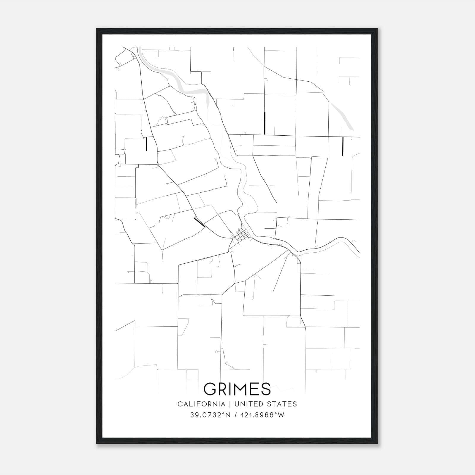 Grimes California Map Poster, Modern Home Decor Wall Art Print - Custom ...