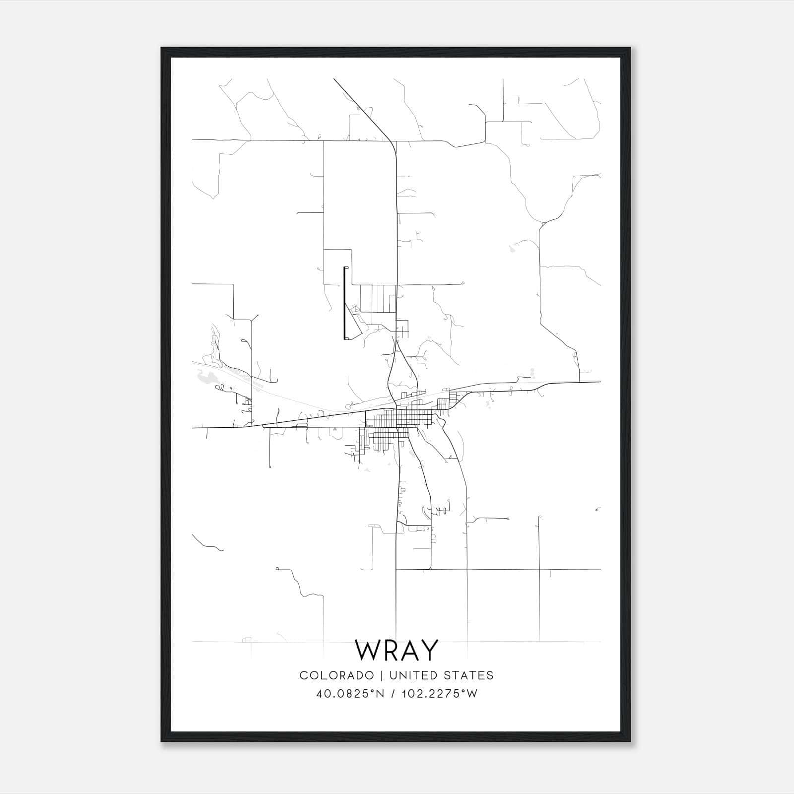 Wray Colorado Map Poster, Modern Home Decor Wall Art Print - Custom ...