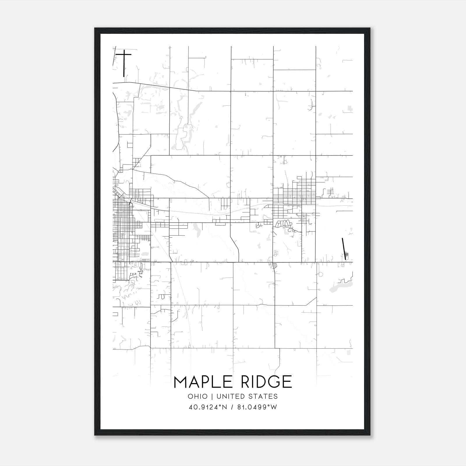 Maple Ridge Ohio Map Poster, Modern Home Decor Wall Art Print - Custom ...