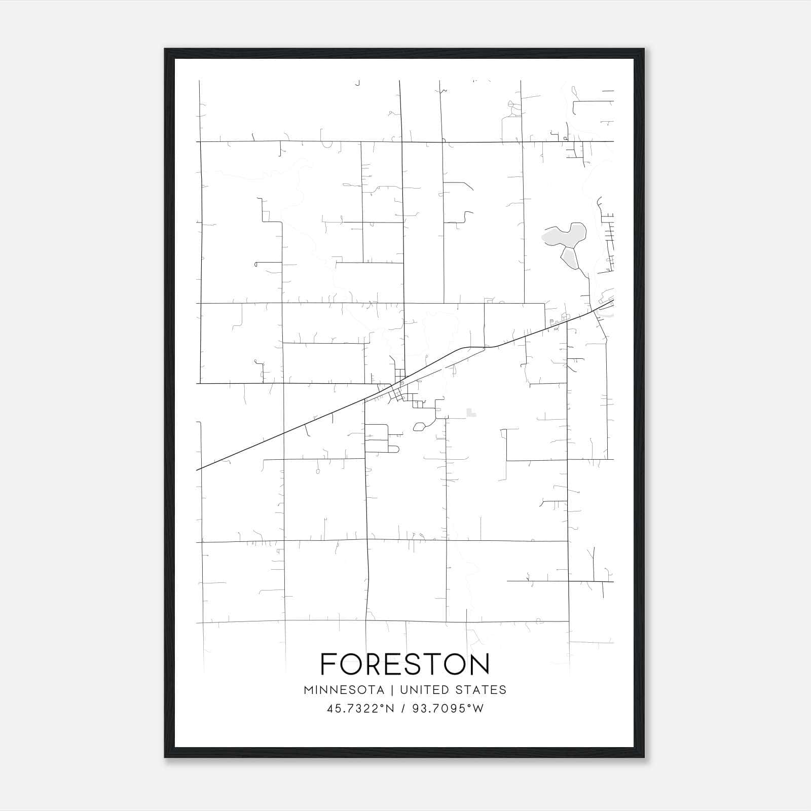 Foreston Minnesota Map Poster, Modern Home Decor Wall Art Print ...