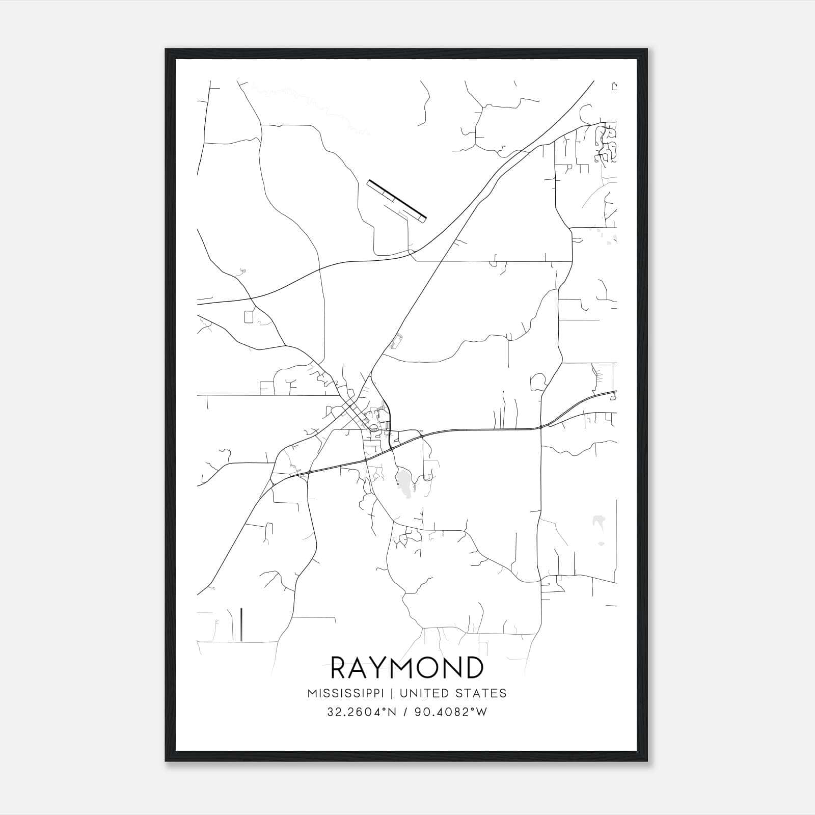 Raymond Mississippi Map Poster, Modern Home Decor Wall Art Print ...