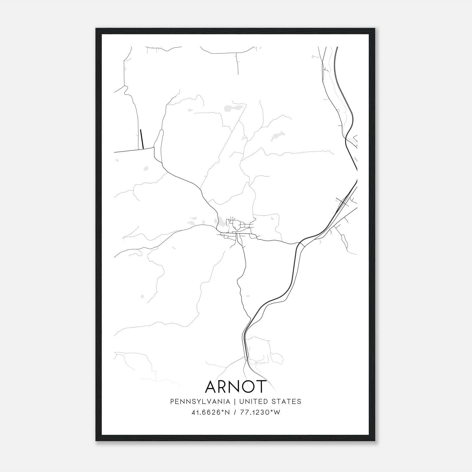 Arnot Pennsylvania Map Poster, Modern Home Decor Wall Art Print ...