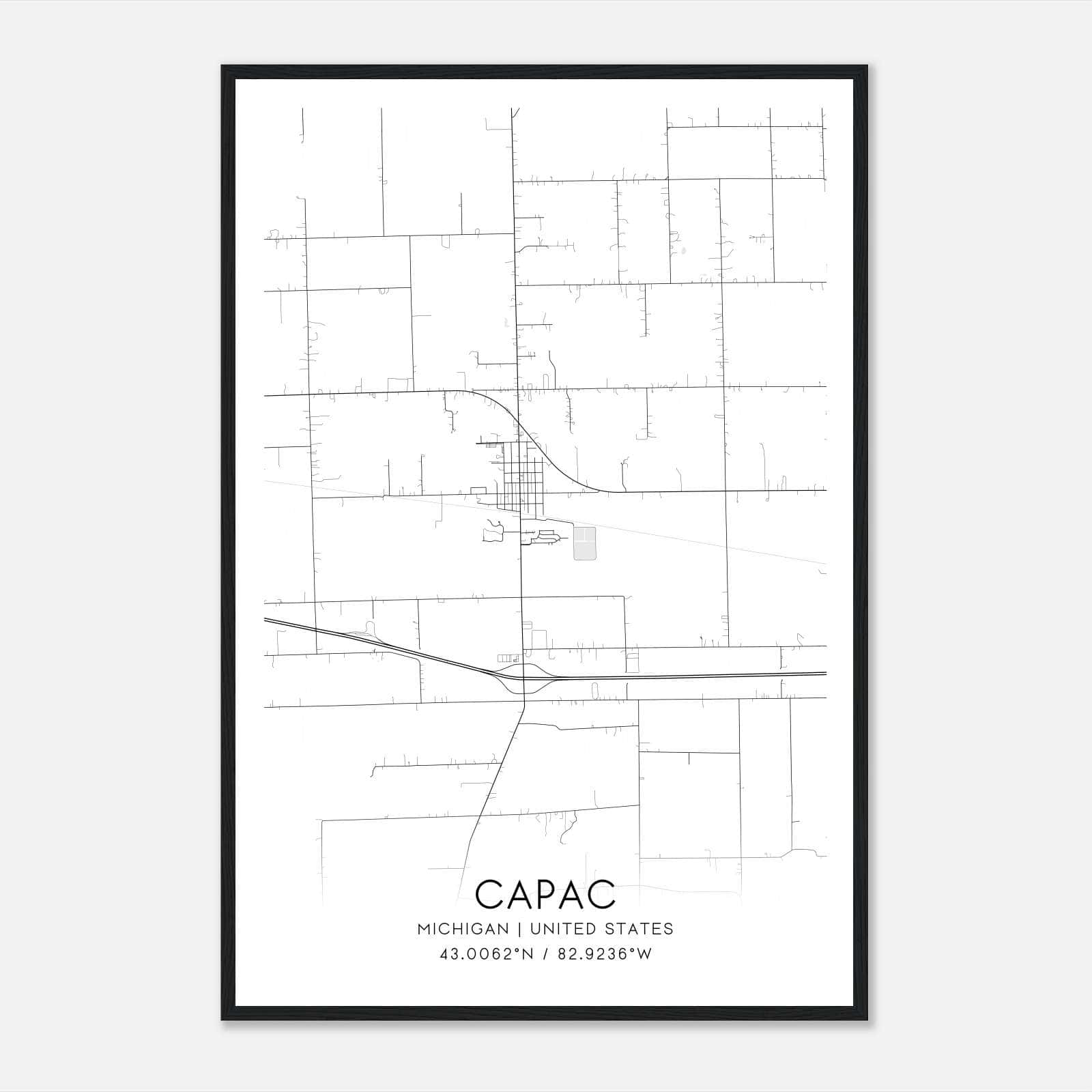 Capac Michigan Map Poster, Modern Home Decor Wall Art Print - Custom ...