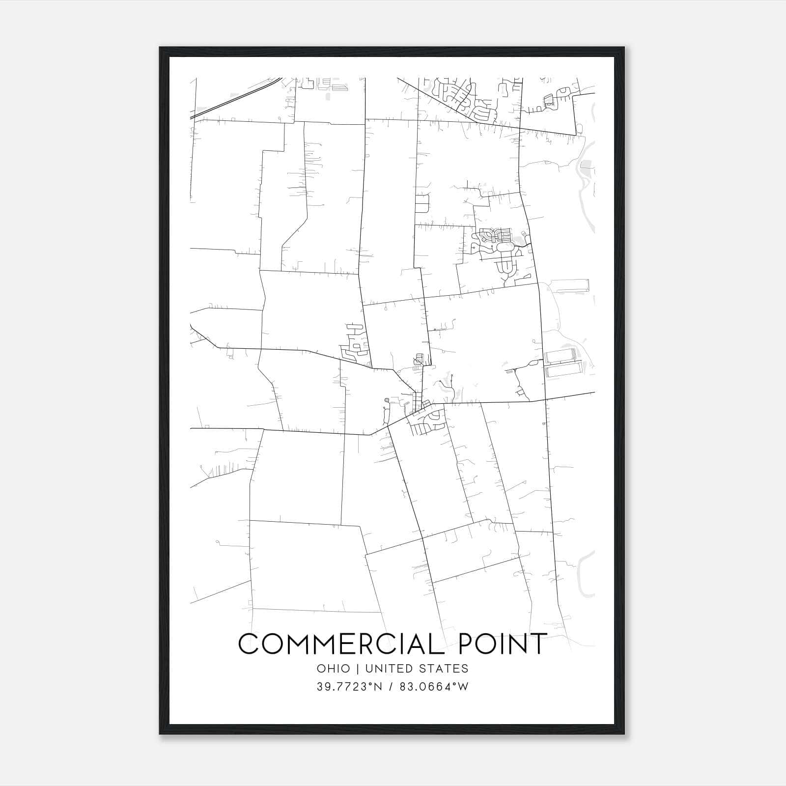 Commercial Point Ohio Map Poster, Modern Home Decor Wall Art Print ...