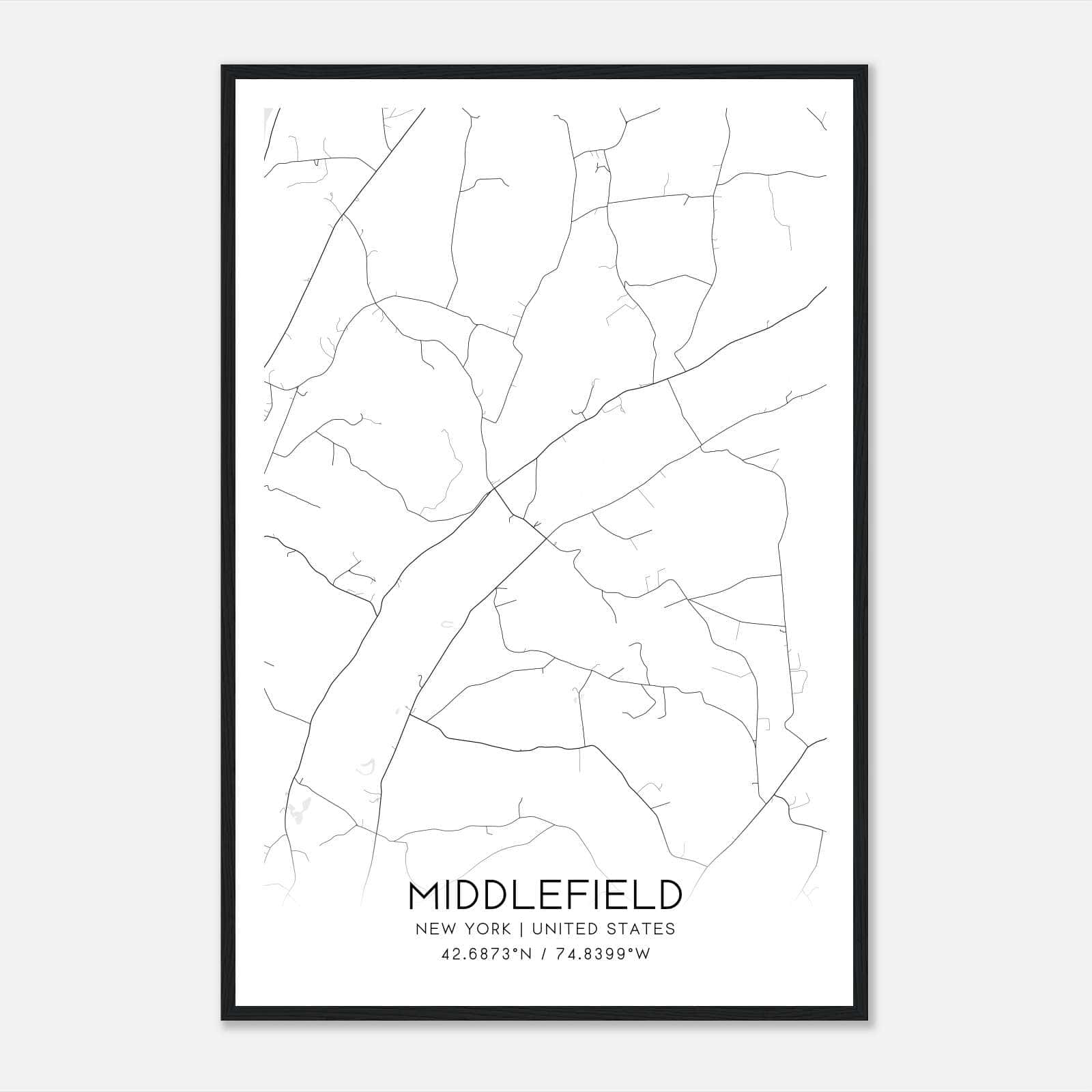 Middlefield New York Map Poster, Modern Home Decor Wall Art Print ...