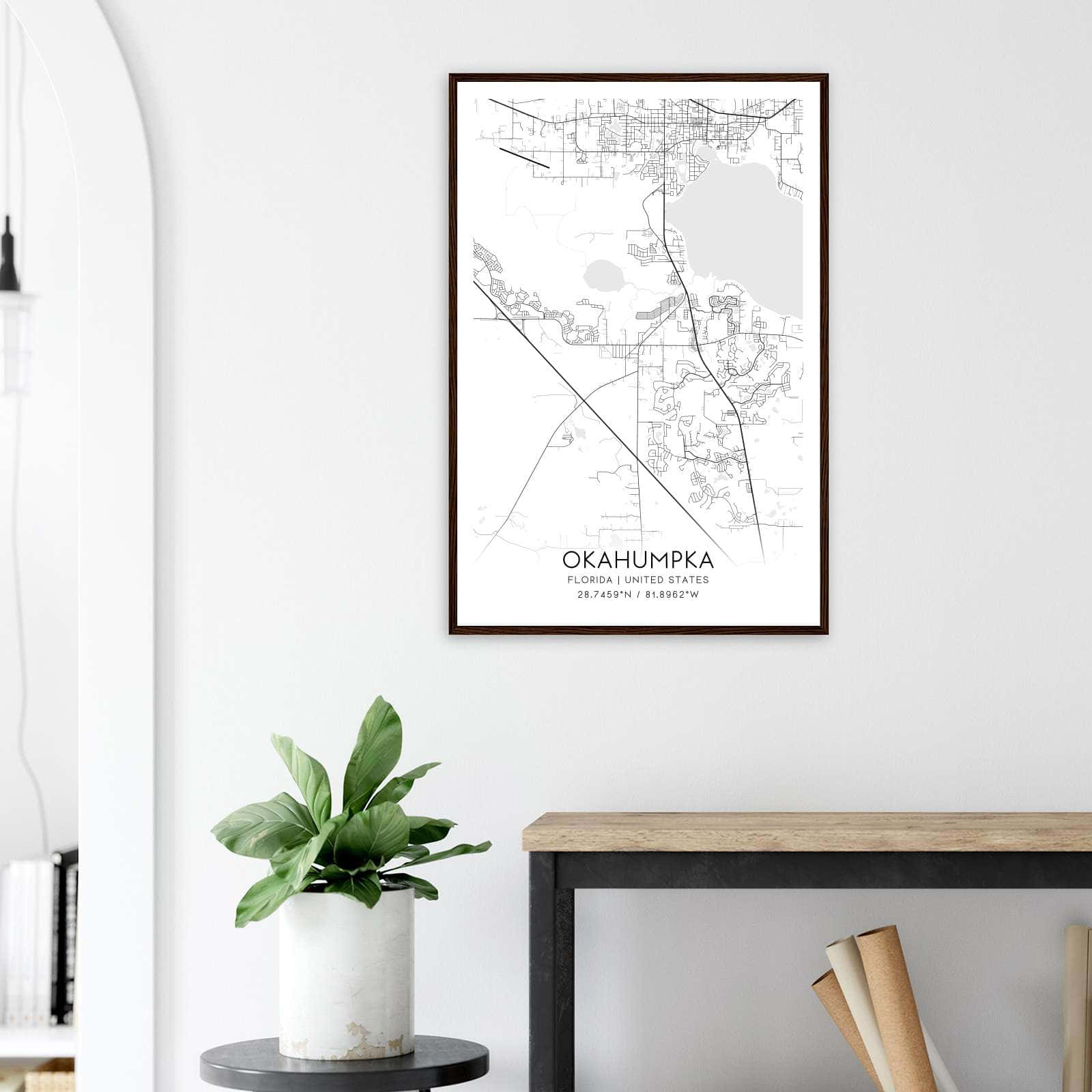 Okahumpka Florida Map Poster, Modern Home Decor Wall Art Print - Custom ...