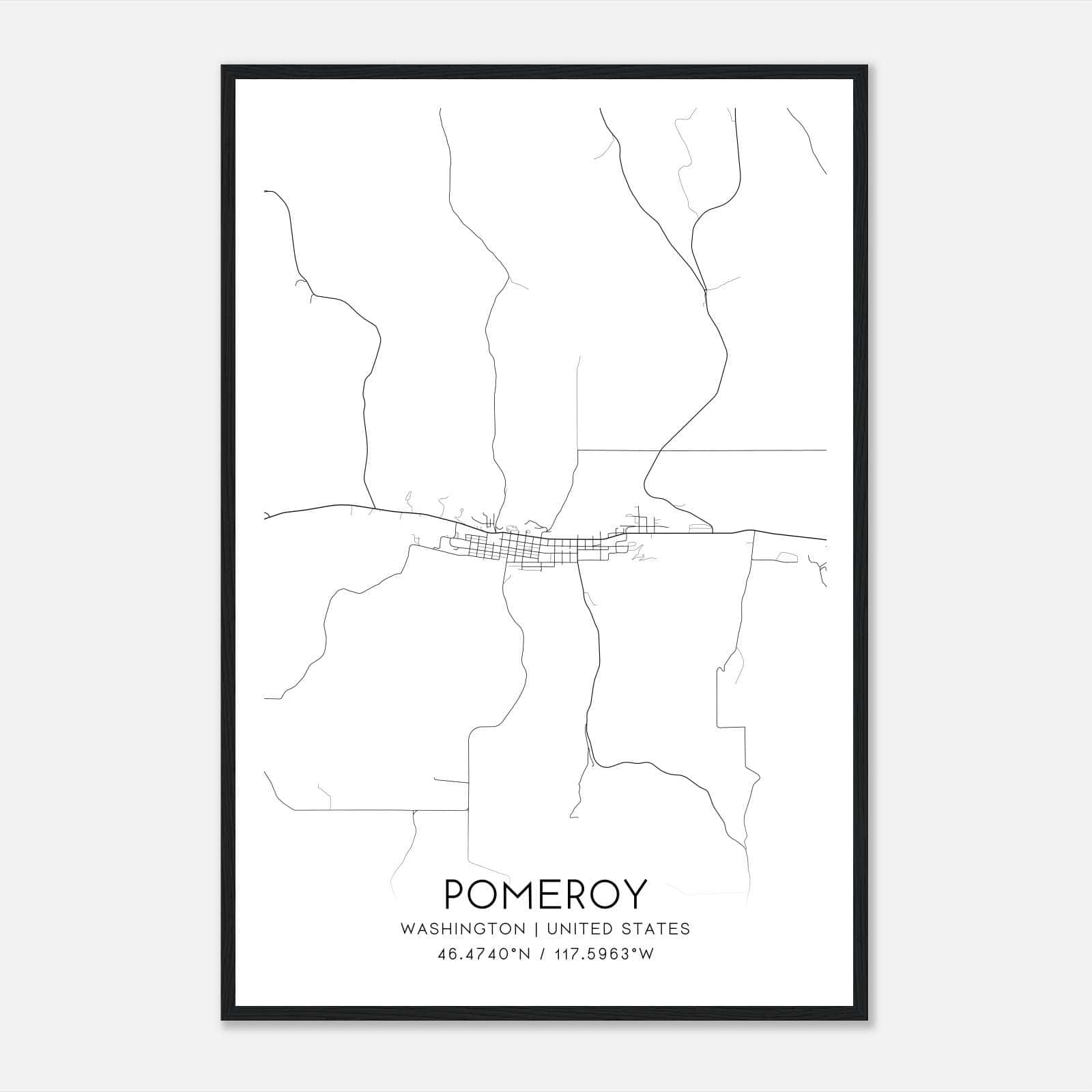 Pomeroy Washington Map Poster, Modern Home Decor Wall Art Print ...