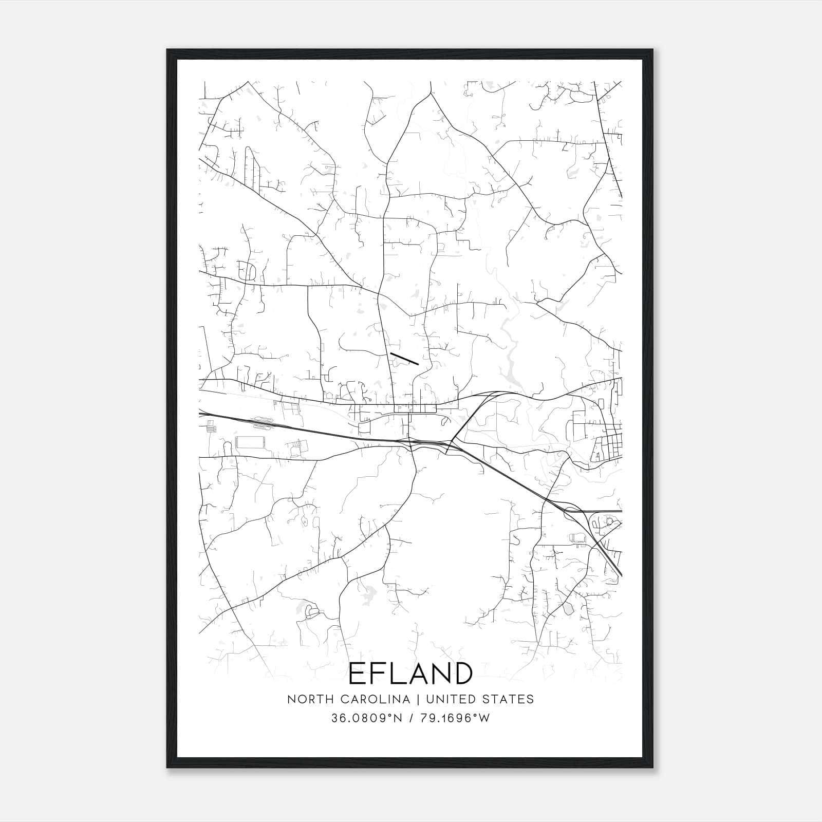 Efland North Carolina Map Poster, Modern Home Decor Wall Art Print ...