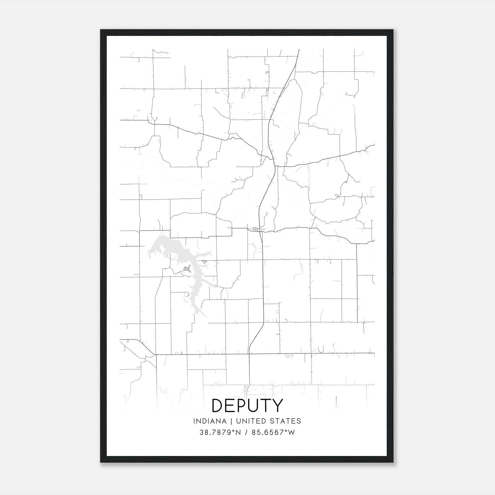 Deputy Indiana Map Poster, Modern Home Decor Wall Art Print - Custom ...