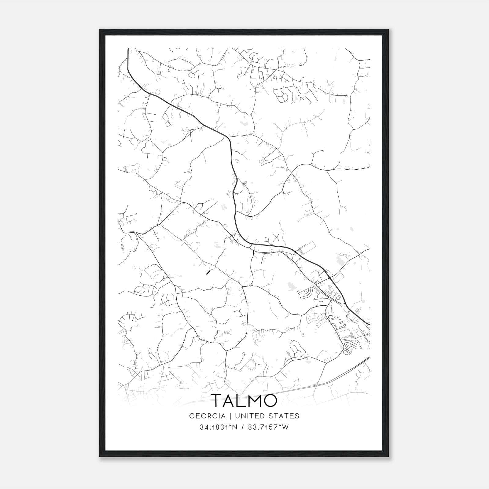 Talmo Georgia Map Poster, Modern Home Decor Wall Art Print - Custom ...