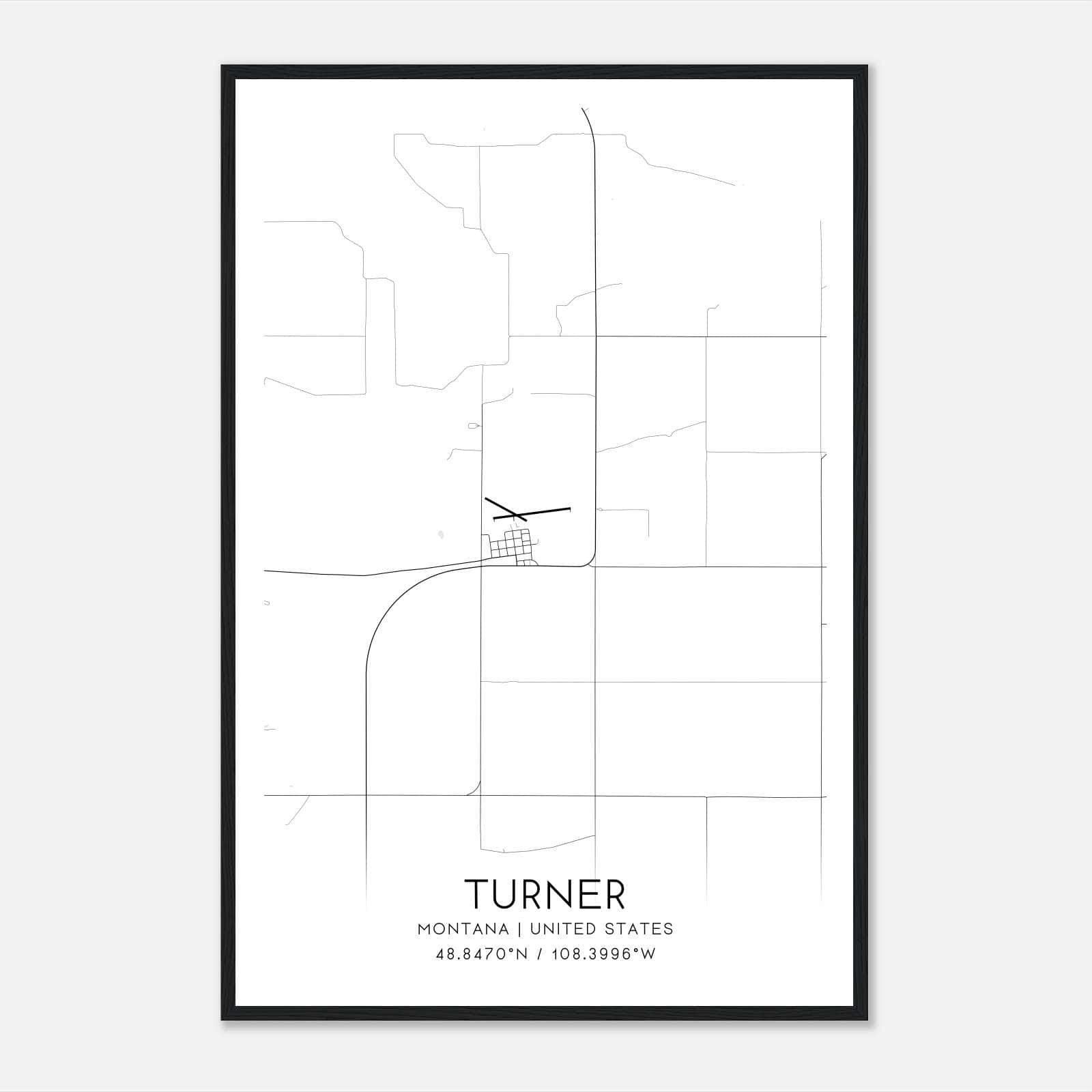 Turner Montana Map Poster, Modern Home Decor Wall Art Print - Custom ...