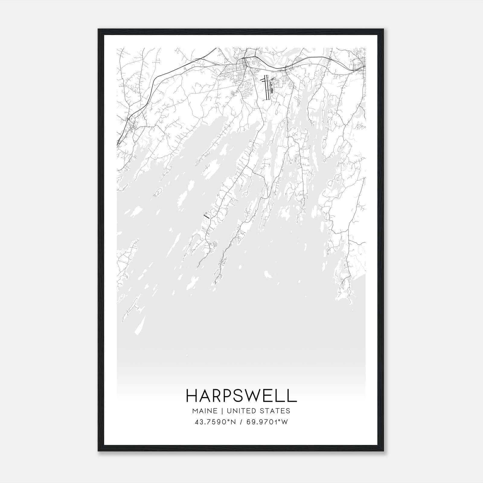 Harpswell Maine Map Poster, Modern Home Decor Wall Art Print - Custom ...