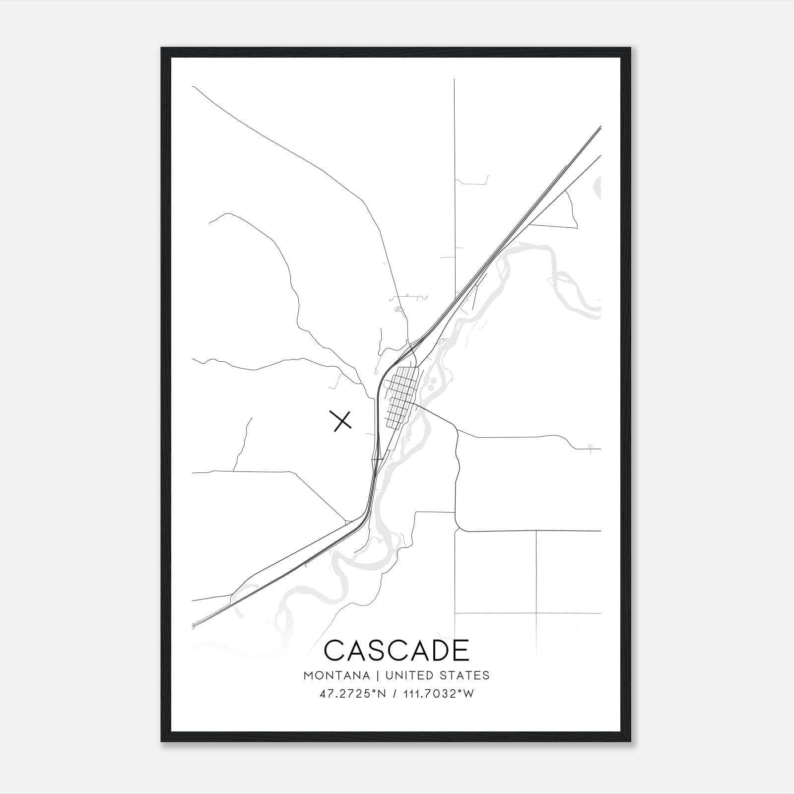 Cascade Montana Map Poster, Modern Home Decor Wall Art Print - Custom ...