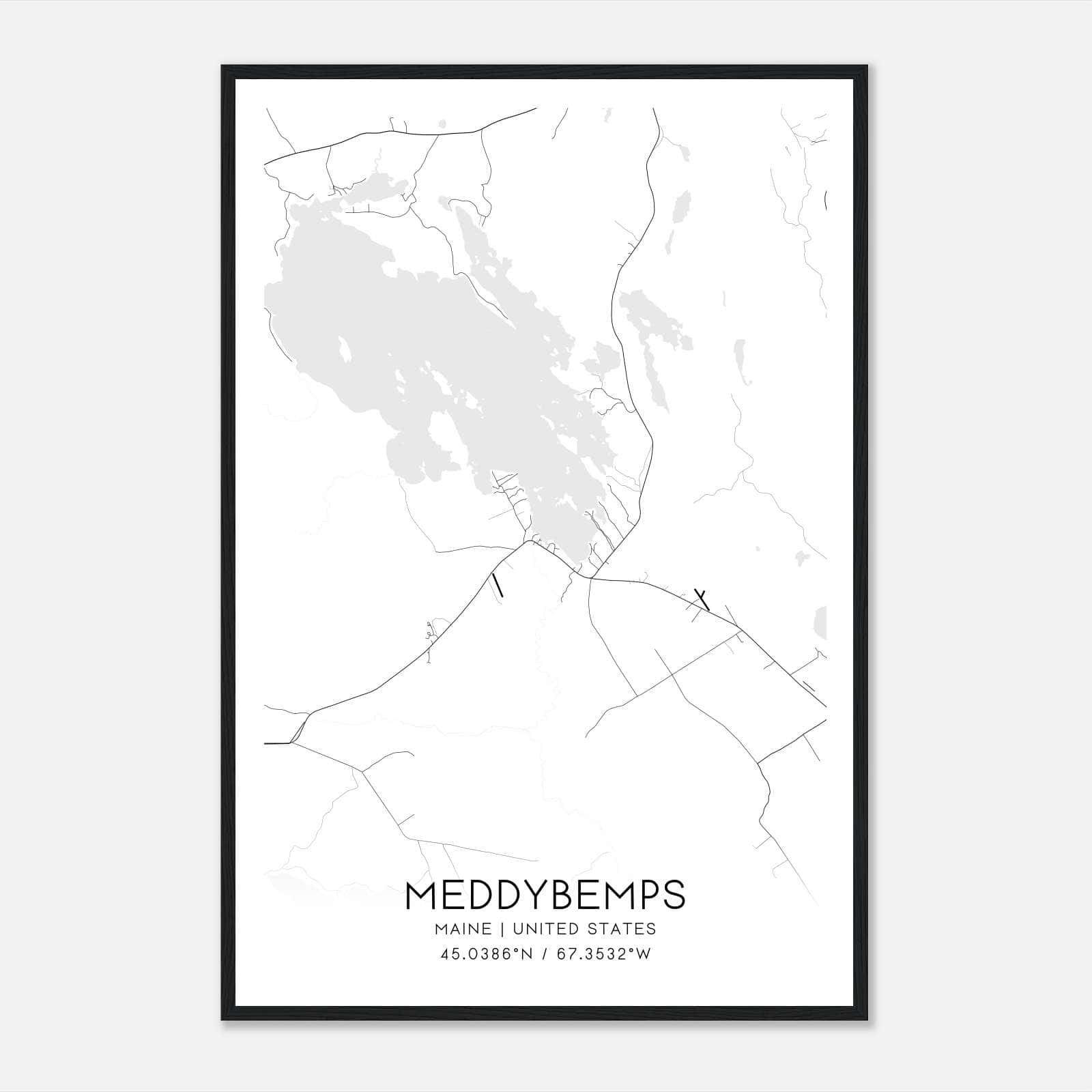 Meddybemps Maine Map Poster, Modern Home Decor Wall Art Print - Custom ...