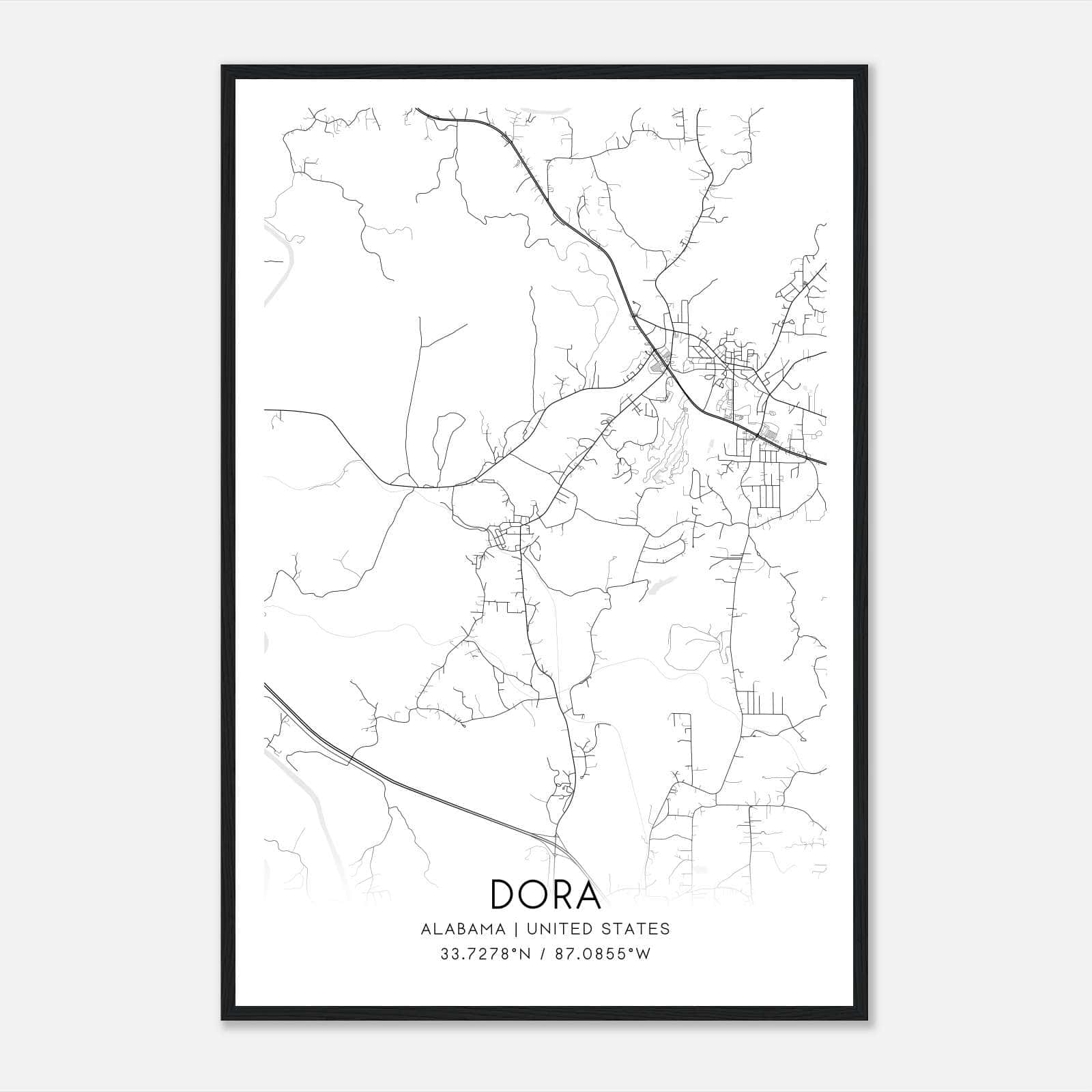Dora Alabama Map Poster, Modern Home Decor Wall Art Print - Custom Maps ...