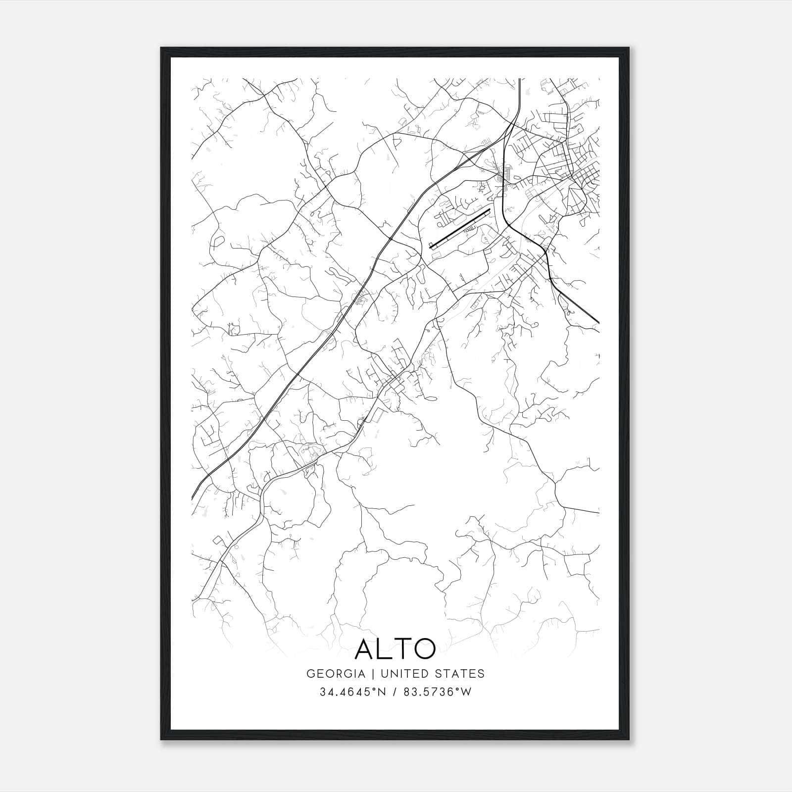 Alto Georgia Map Poster, Modern Home Decor Wall Art Print - Custom Maps ...